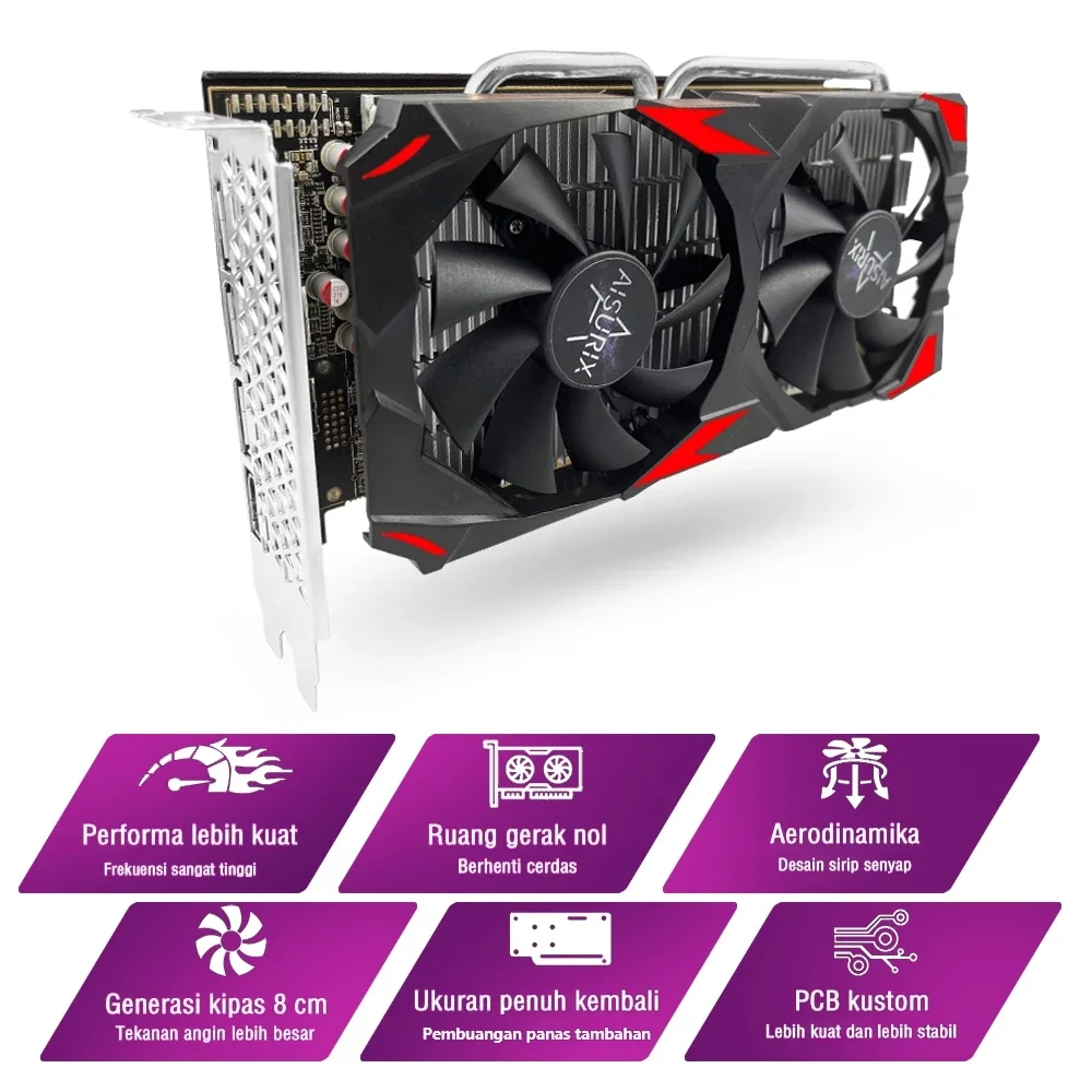 AISURIX RX-580 DDR5 || VGA.Card Red Color Devil Radeon DualFan 2nd ...
