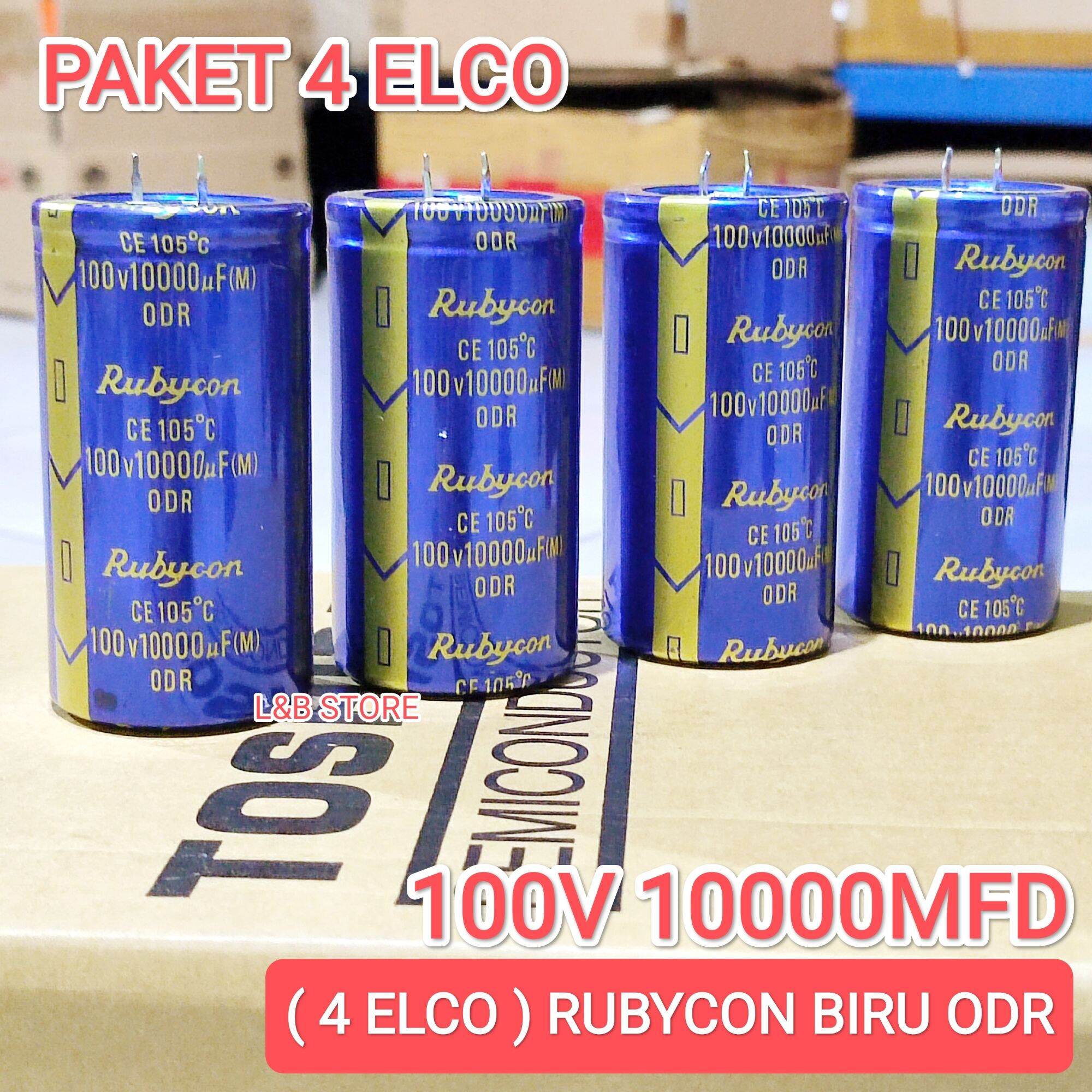 ( PAKET 4 BUAH ) ELCO 100V 10000UF RUBYCON ODR BIRU | Lazada Indonesia