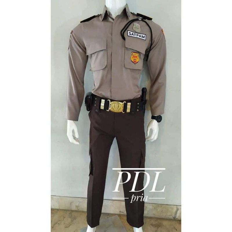 seragam PDL satpam security model terbaru warna coklat | Lazada Indonesia