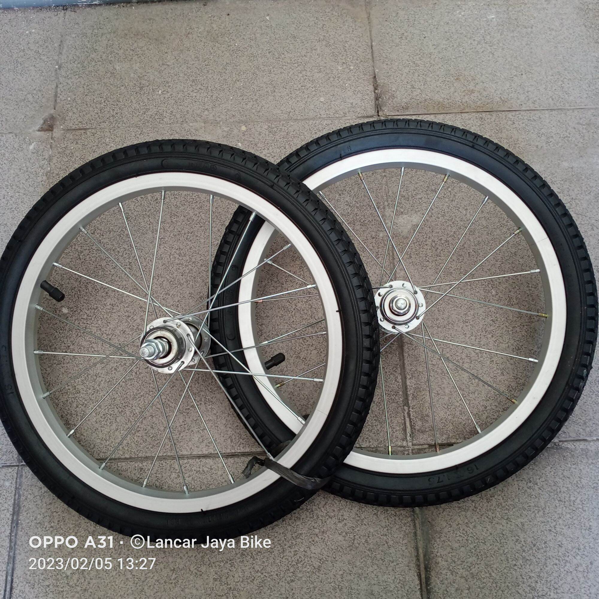 Wheelset / Fullset roda sepeda ukuran 16 inch dengan ban sudah setel ...