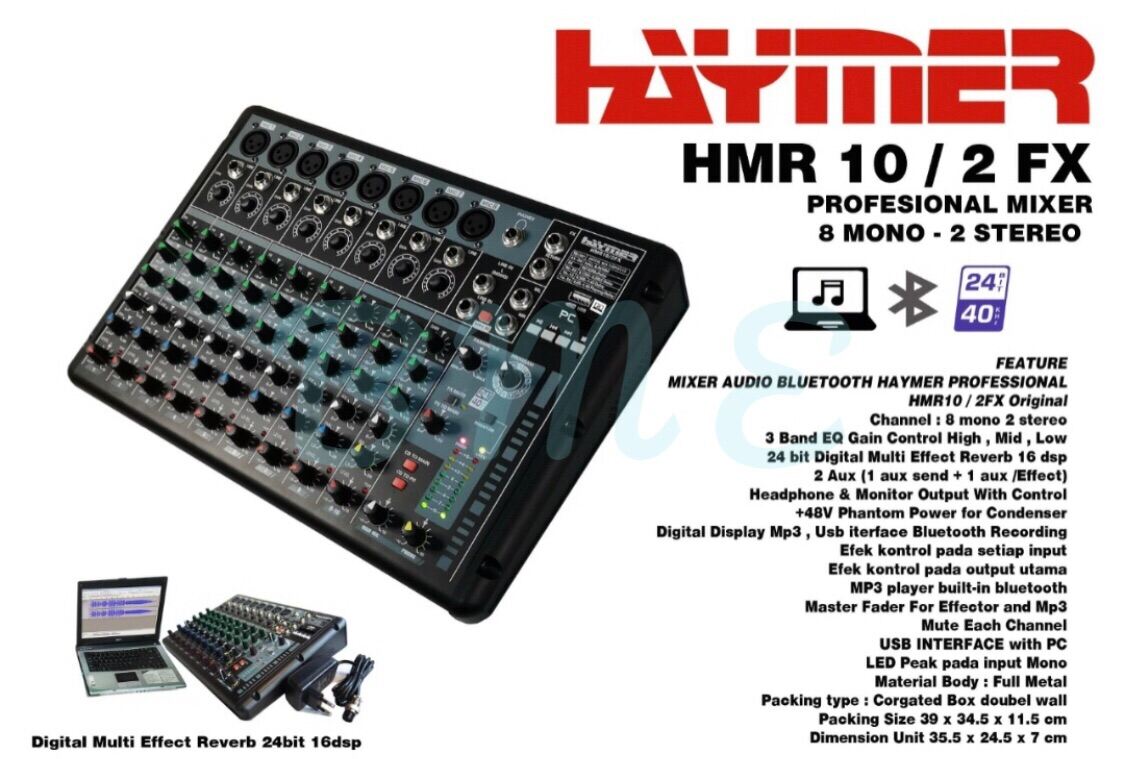 MIXER HAYMER HMR10 2FX MIXER HAYMER HMR 10 2 FX USB BLUETOOTH | Lazada Indonesia