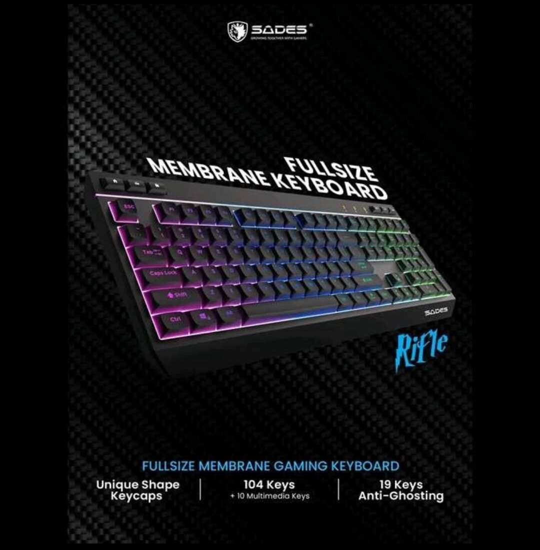 SADES GAMING KEYBOARD FULL SIZE MEMBRANE RIFLE KB-RIF KEYBOARD GAMES ...