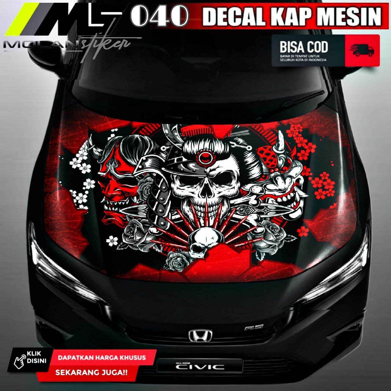 Decal Sticker Striping Variasi Kap Mesin Mobil / Decal Kap Mesin ...
