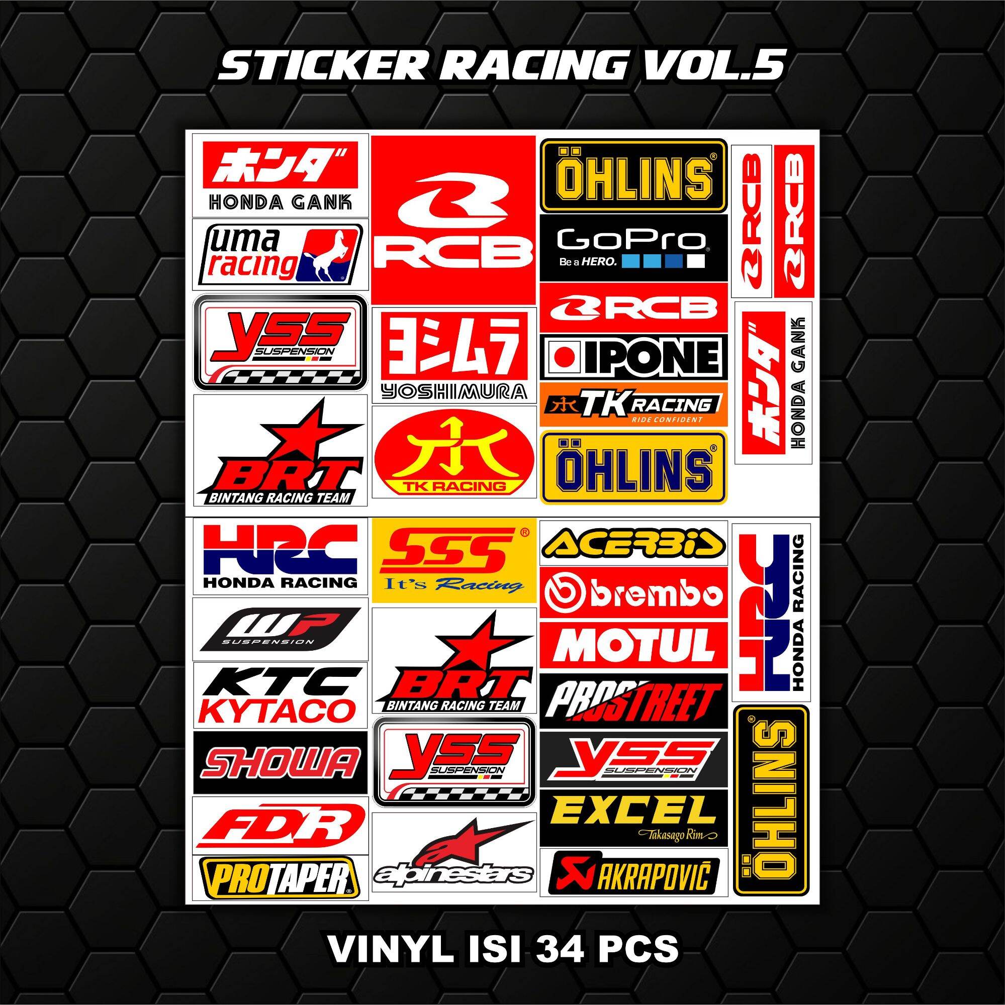 STIKER RACING PACK VOL.5 STICKER SPONSOR STIKER HELM STIKER MOTOR ...