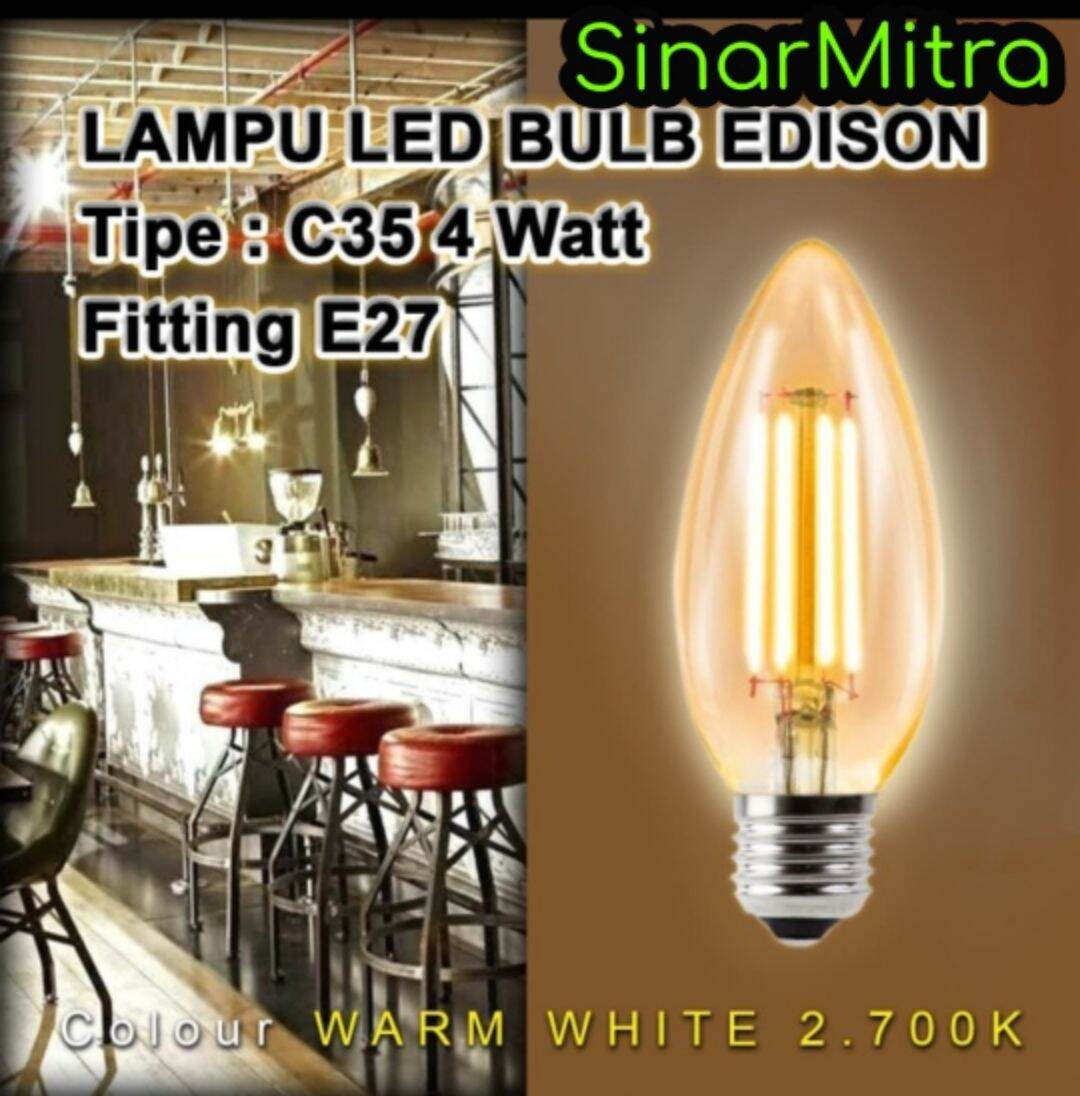 Lampu LED BULB EDISON Tipe C35 2 Watt Fitting E27 | Lazada Indonesia