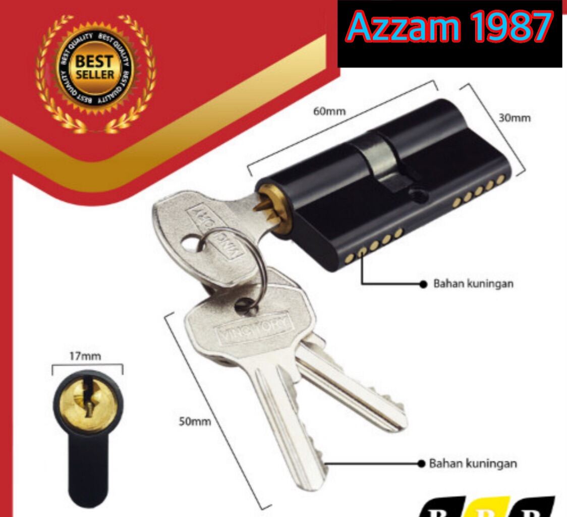 black series silinder kunci pintu 60 mm/ cylinder 60 mm computer key/ SILINDER 60 MM KUNCI PINTU ...