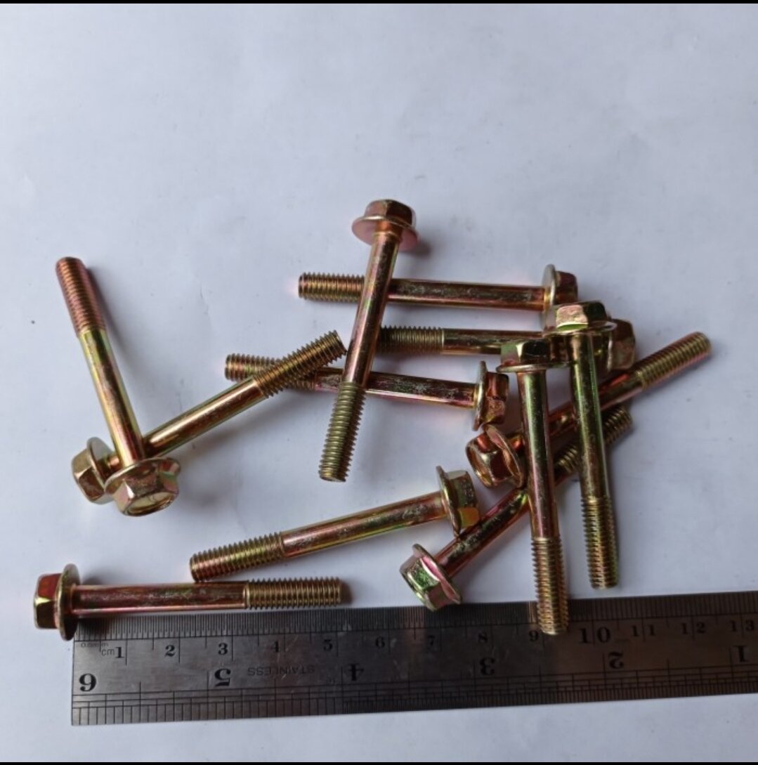 BAUT TOPI / FLANGE BOLT M6X50 PANJANG 5CM KUNCI 10 KUNING BAUT ...