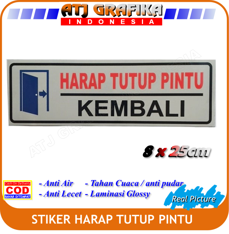 Stiker harap tutup pintu kembali sticker kantor sekolah | Lazada Indonesia