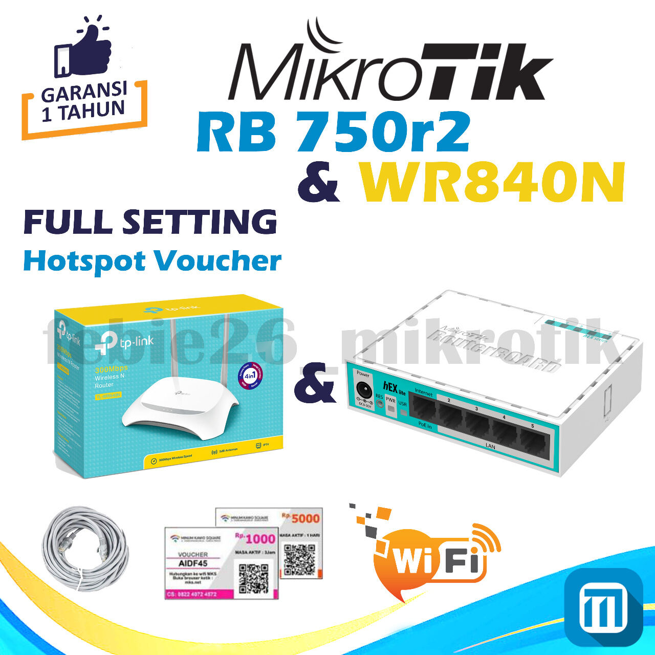 MikroTik RB750 r2 + TP-LINK wr840 N Full Setting Hotspot Voucher RT RW ...