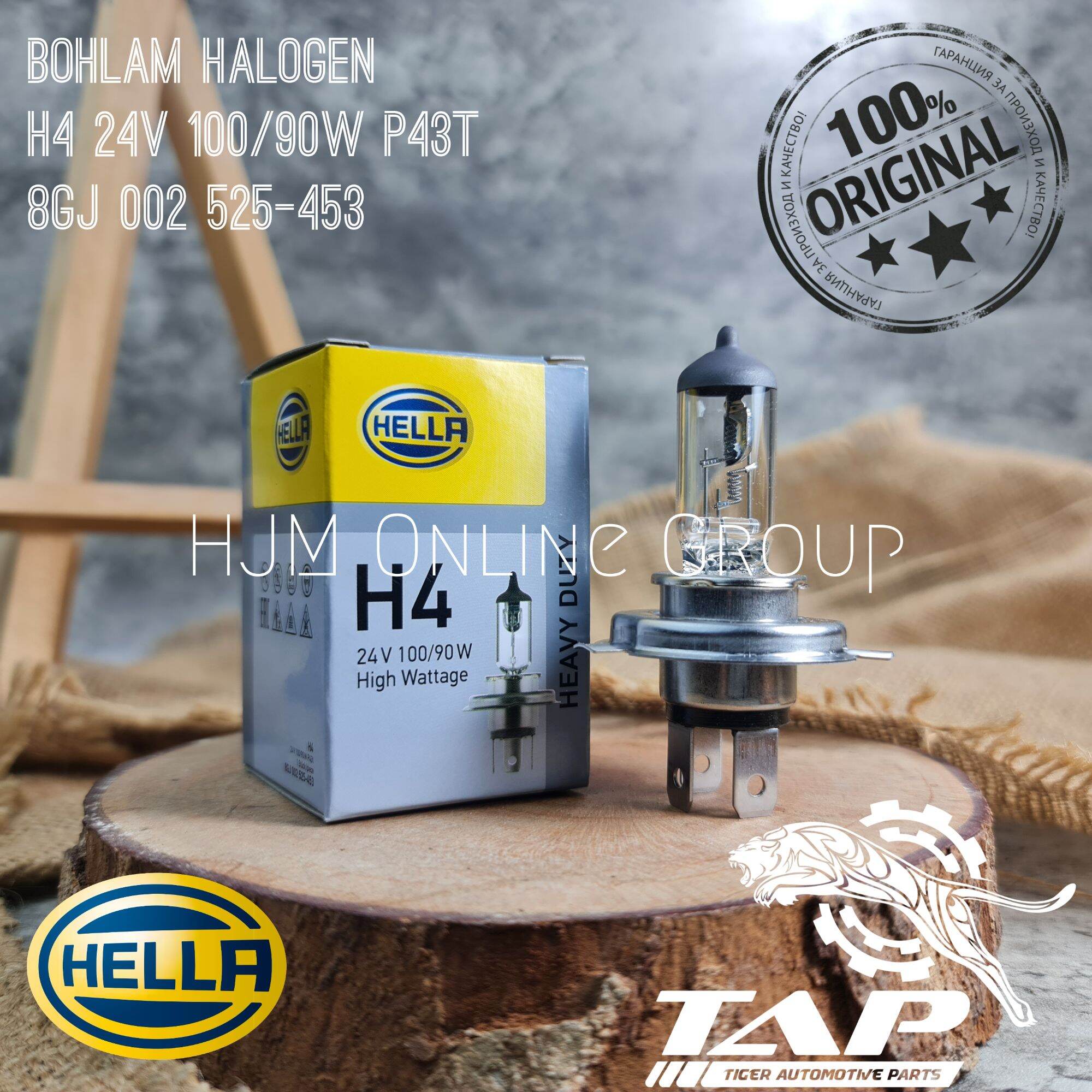 BOHLAM LAMPU HALOGEN H4 P43T HELLA ORIGINAL - 12V 60/55W - 12V 100/90W - 24V 100/90W - 24V 75 ...