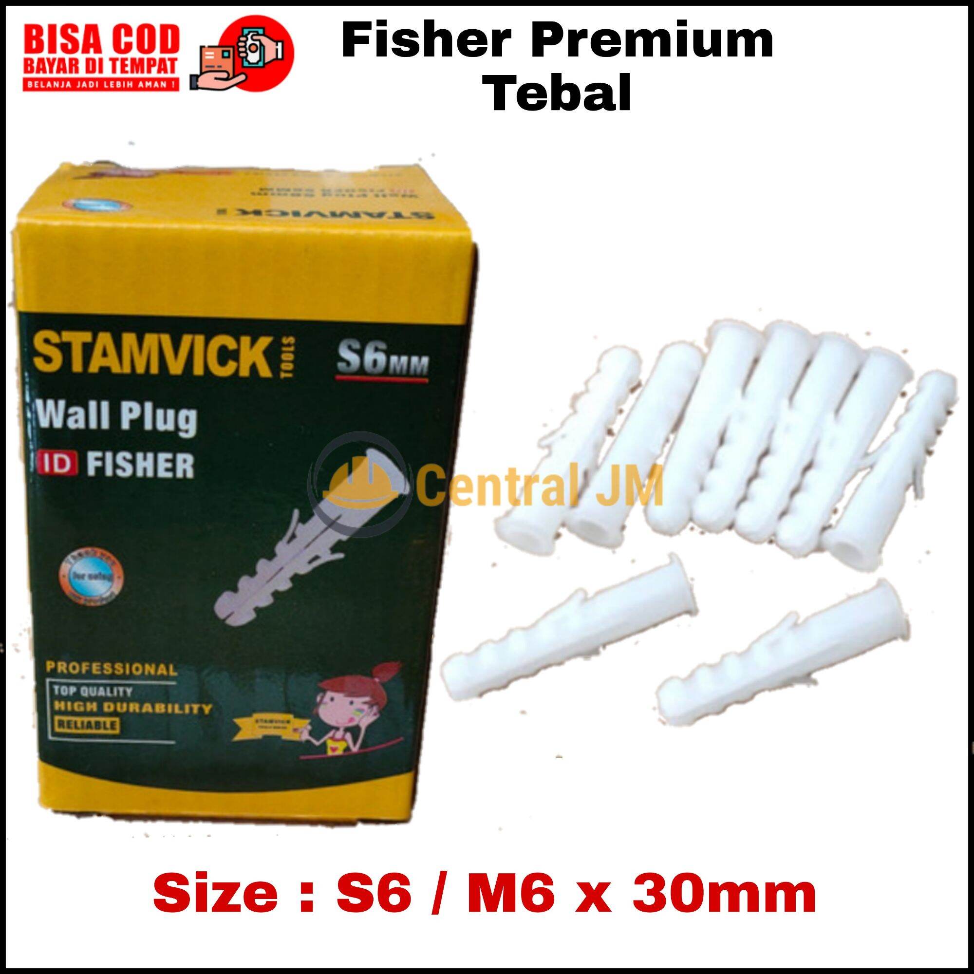Fisher Viser Tembok Premium Tebal 1 Kotak Ukuran [ 6mm ] 100 Pcs ...