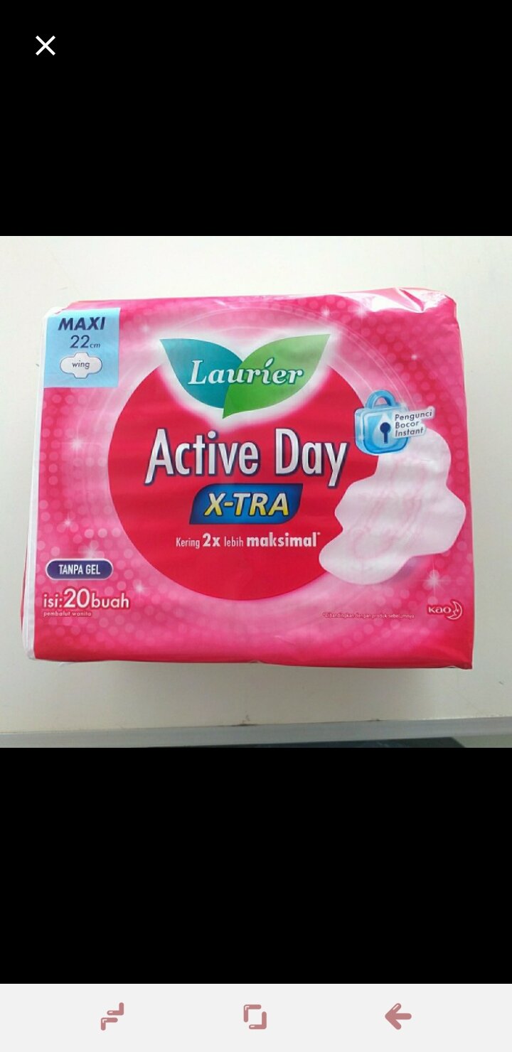 pembalut wanita laurier active day x-tra super maxi isi 20 super maxi ...