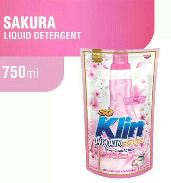 So klin Liquid Sakura softergent 720 ml - Sakura liquid detergent - Power clean action ...