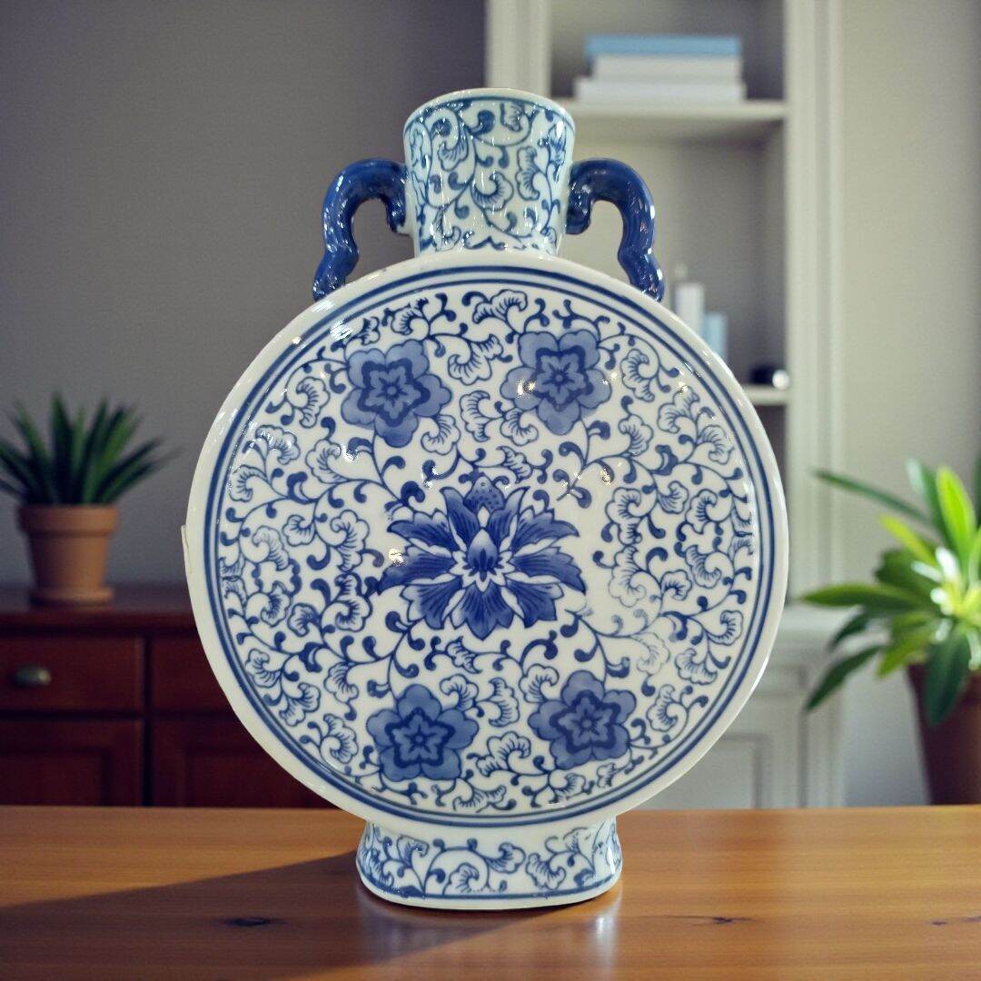 vas bunga guci putih biru keramik dekorasi hiasan rumah | Lazada Indonesia