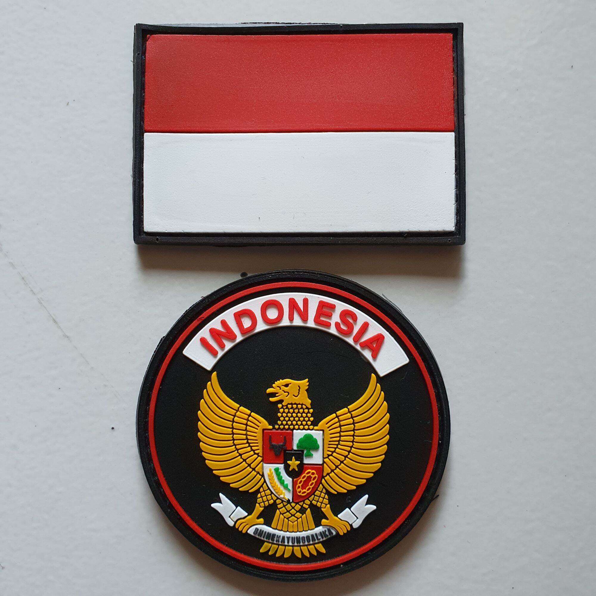 patch rubber logo garuda bulat plus bendera indonesia - rubber patch ...
