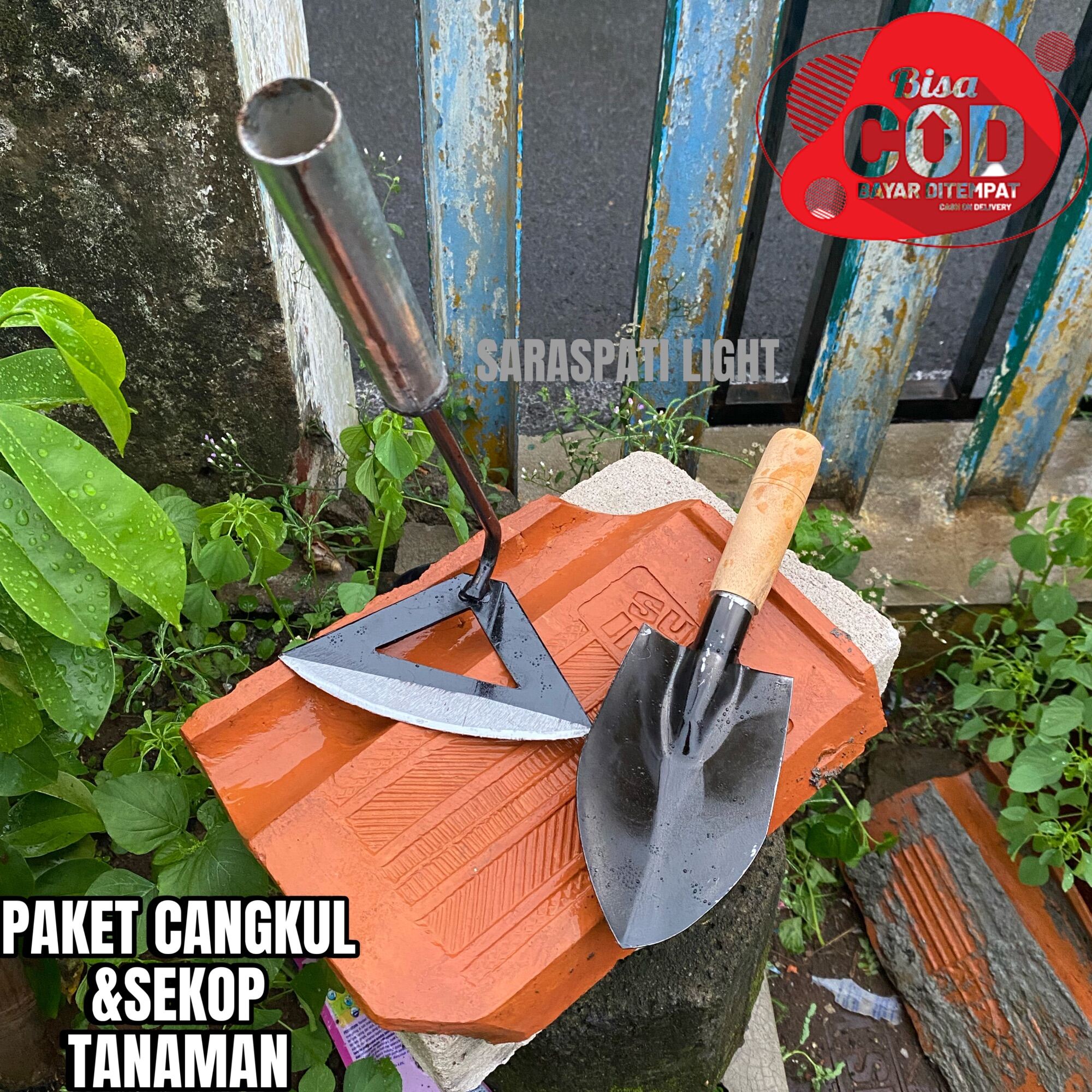PAKET 1 SET CANGKUL LUBANG TENGAH DAN SEKOP TANAMAN - CANGKUL GARUK ...