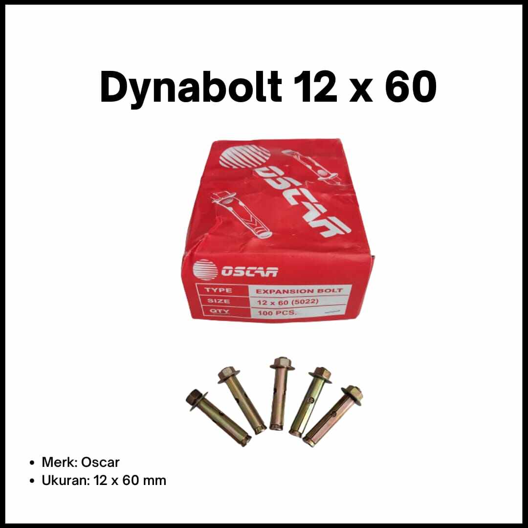 Dynabolt 12 x 60 mm 1 dus isi 100 pcs /Dinabolt/Dinabold/Dinabol/BAUT ...