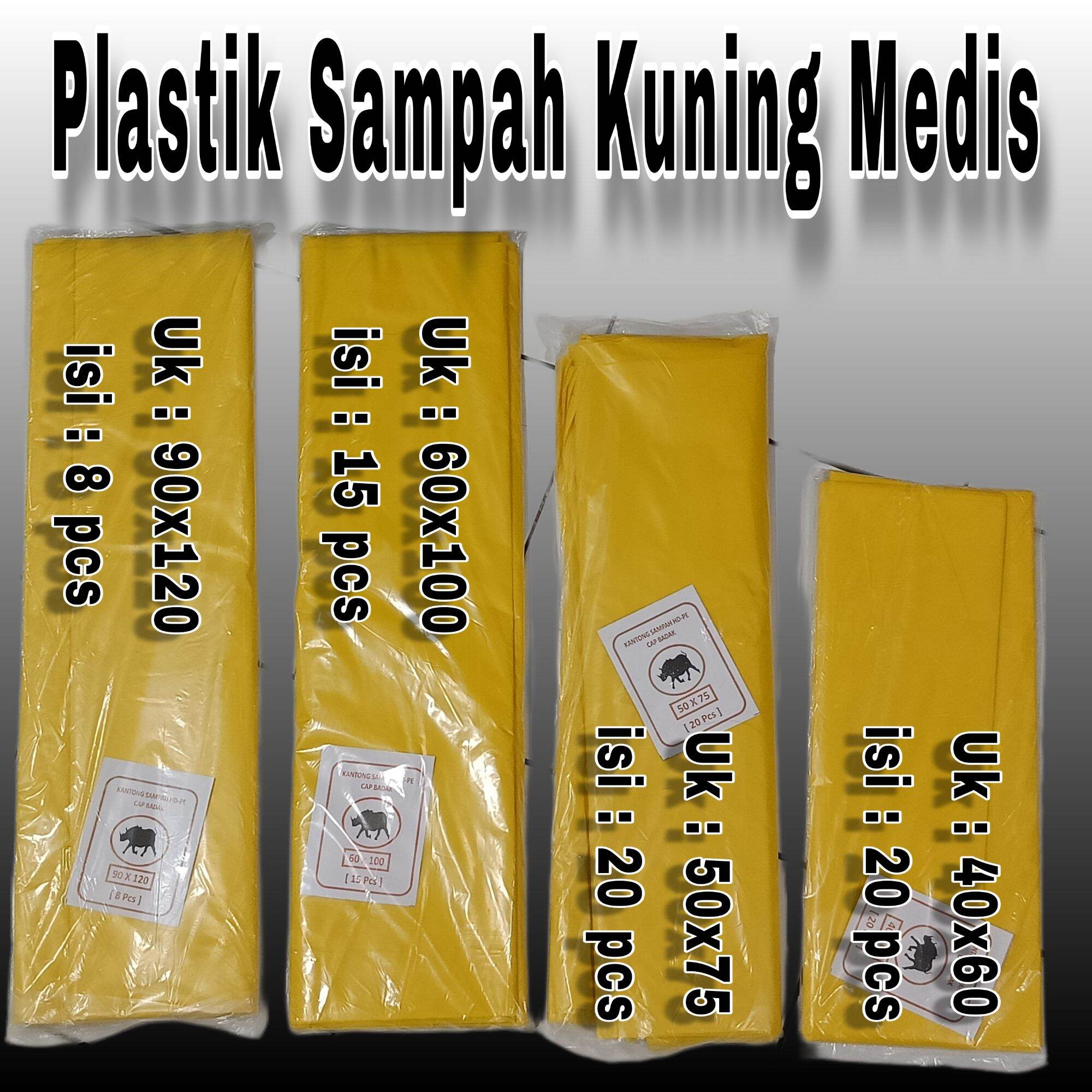 Plastik Sampah Kuning Medis ukuran 60x100 isi 18 lembar kantong sampah ...
