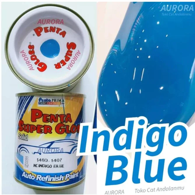 Cat Penta Super Gloss NC Indigo Blue Biru Solid 200ml 200cc seperempat ...