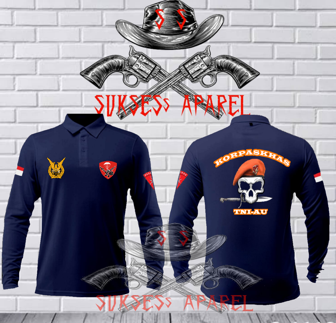 kaos paskhas polo lengan panjang/tni au/tni | Lazada Indonesia