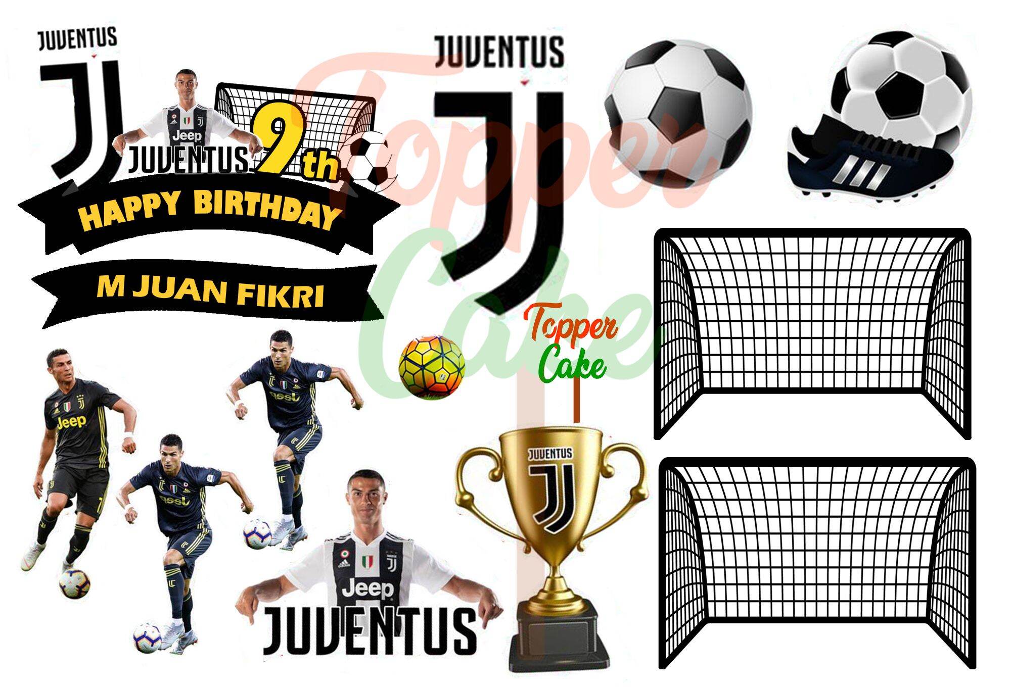 Topper Cake Juventus gratis tambah nama/ Ingin COD? silakan chat dulu ...