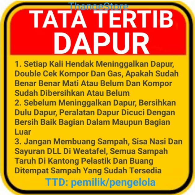 Stiker Sticker Size 8R Tata Tertib Dapur Tanpa Minimum Order | Lazada ...