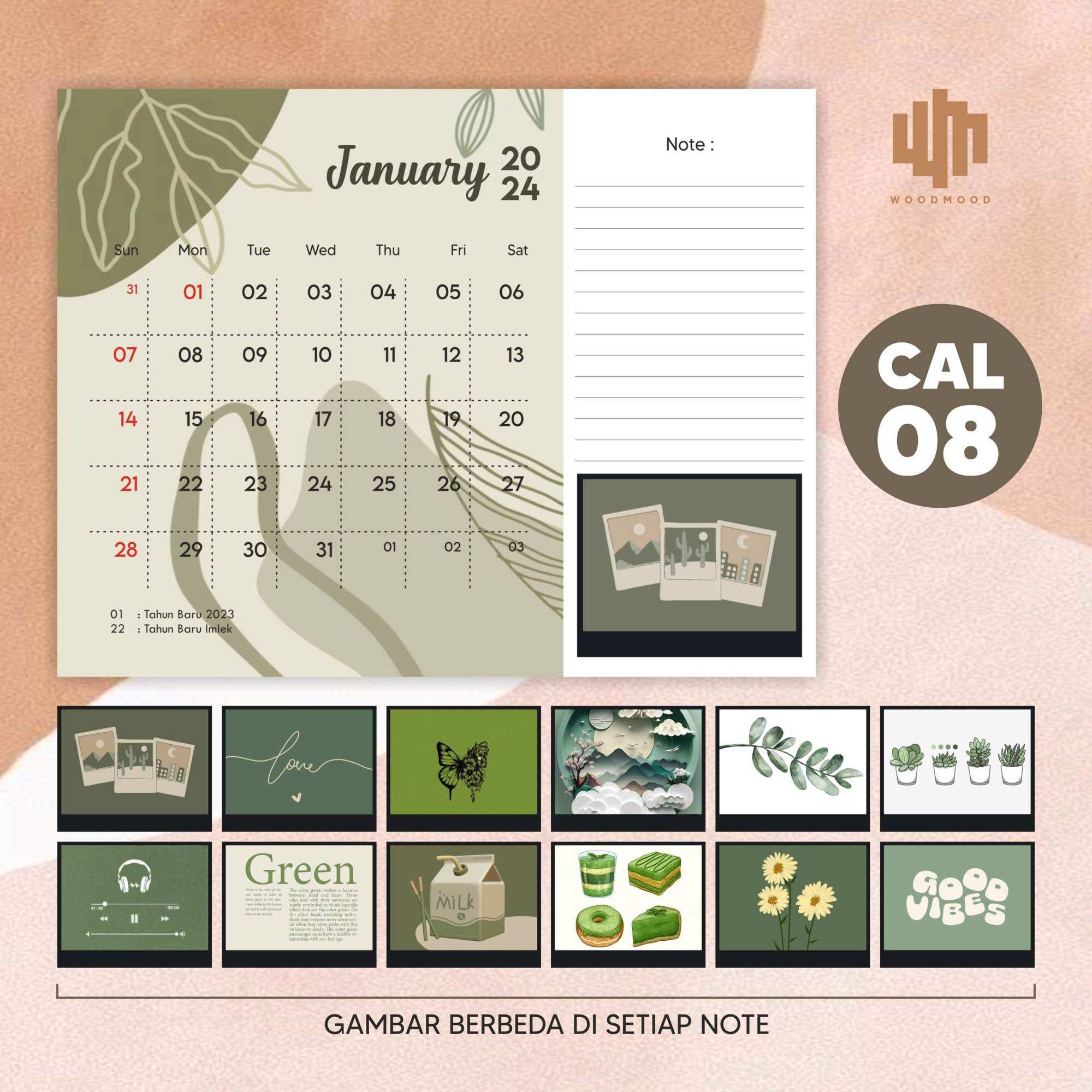 Kalender Duduk 2024/ Kalender Aesthetic/ Kalender Kekinian/ Kalender ...