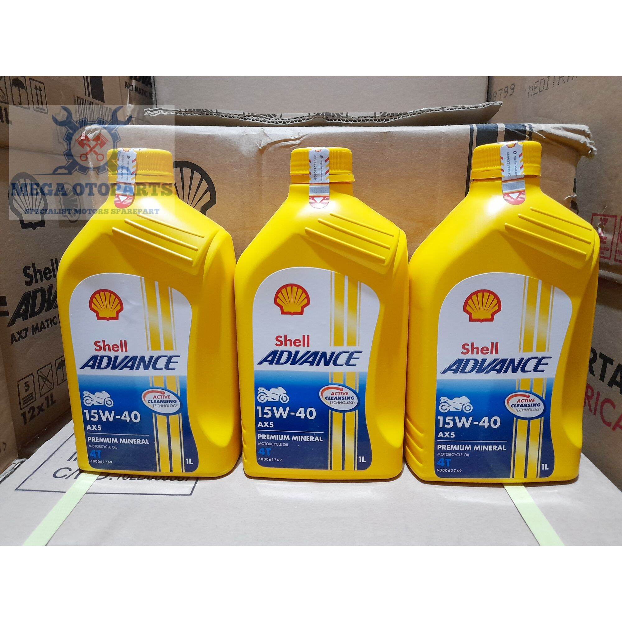 Paket Hemat (3 Pcs) Oli Shell Advance AX5 15W-40 Motor Sport 4T 1 Liter ...