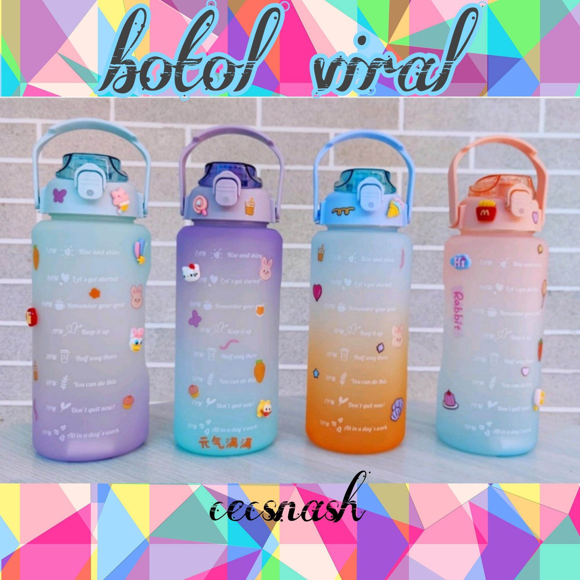BOTOL VIRAL 2 LITER , BOTOL MINUM VIRAL , TUMBLR GRADASI | Lazada Indonesia