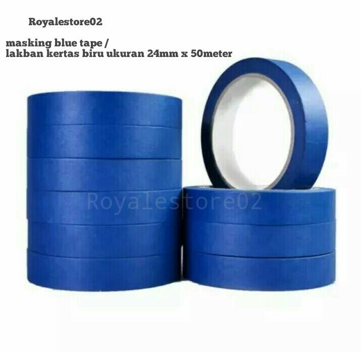 isolasi kertas masking tape biru / lakban kertas buat mengecat 24mm x ...