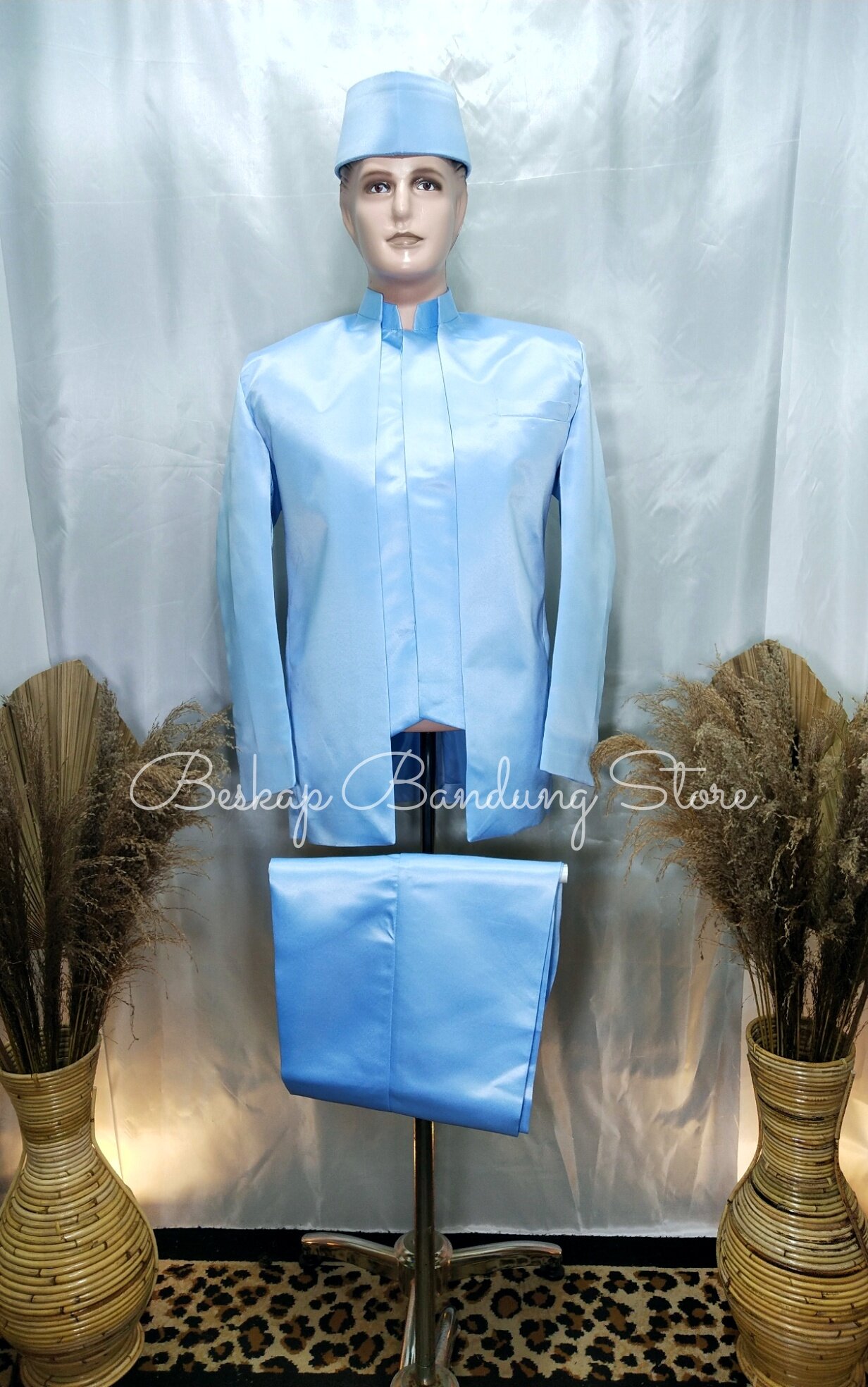 jas pengantin beskap basopi model asraf prabu warna biru prozen. 1 set ...