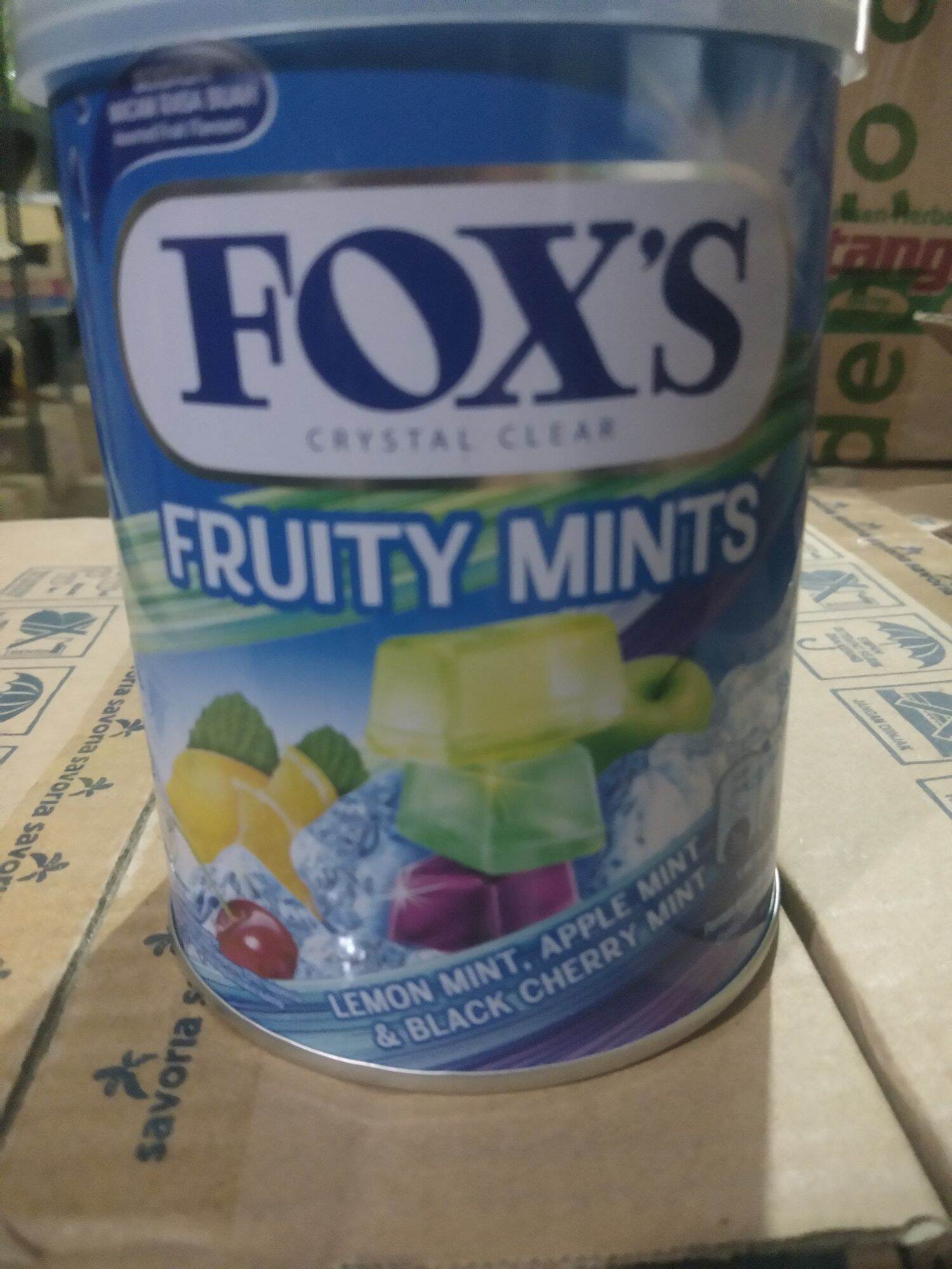 permen fox fruity mints rasa lemon, apel,, black cherry 1 kaleng 180 ...