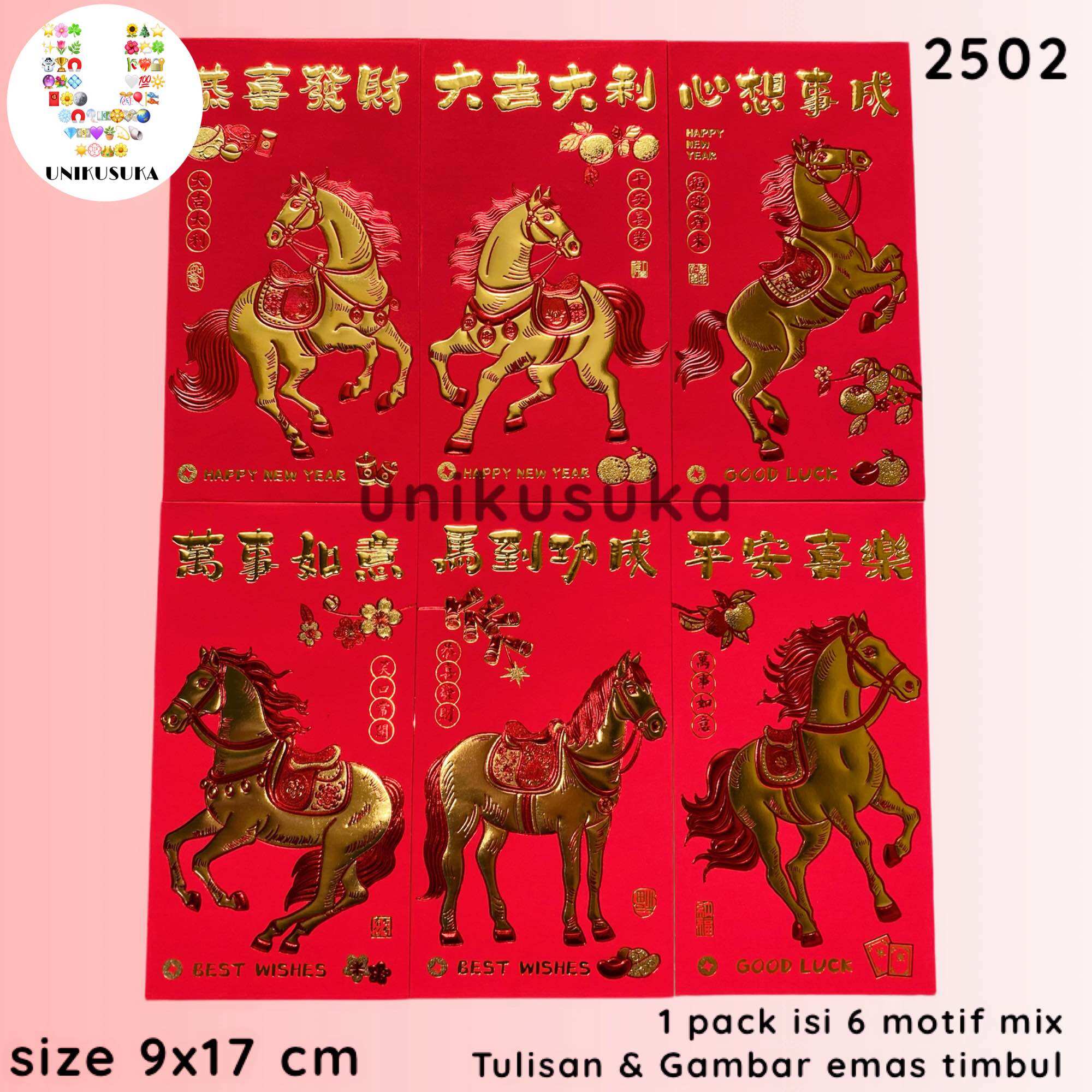 [UNIKUSUKA] ANGPAO PANJANG 3D EMAS TIMBUL ANGPAO KUDA 2026 / ANG PAO ...
