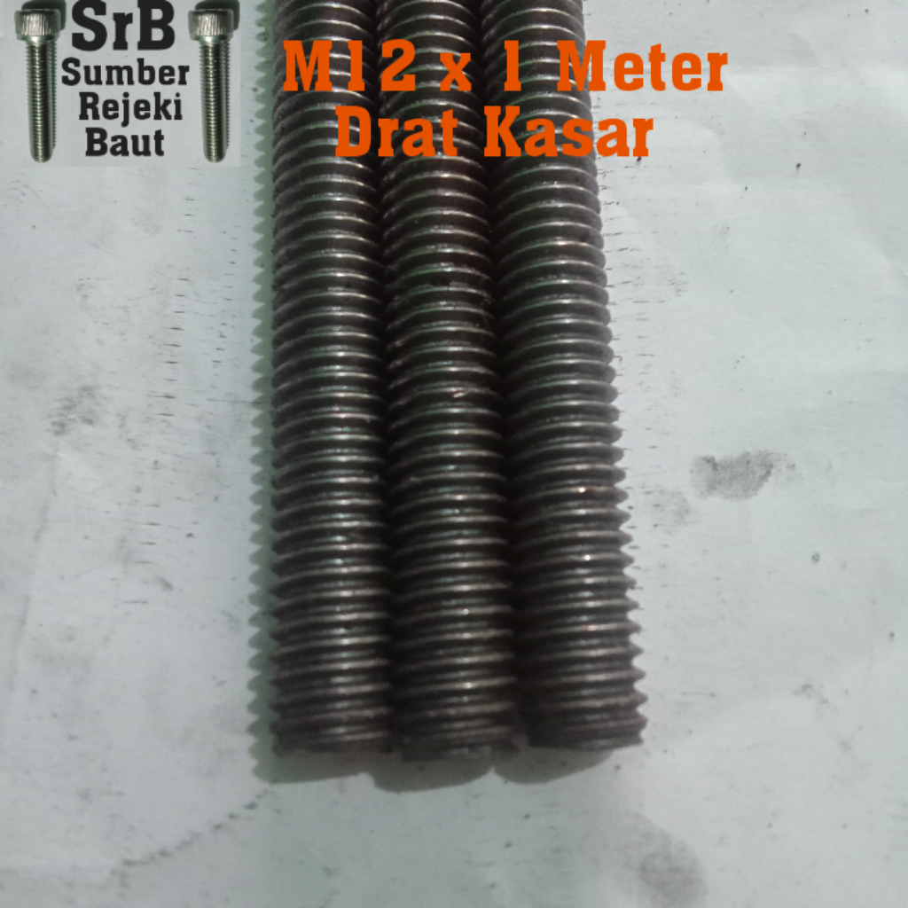 As Drat M12 Panjang 1 Meter(Drat Kasar) Baut Long Full Drat | Lazada ...