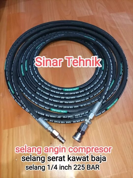 selang angin kompresor selang serat kawat baja 1/4 inch 225 BAR 20 ...