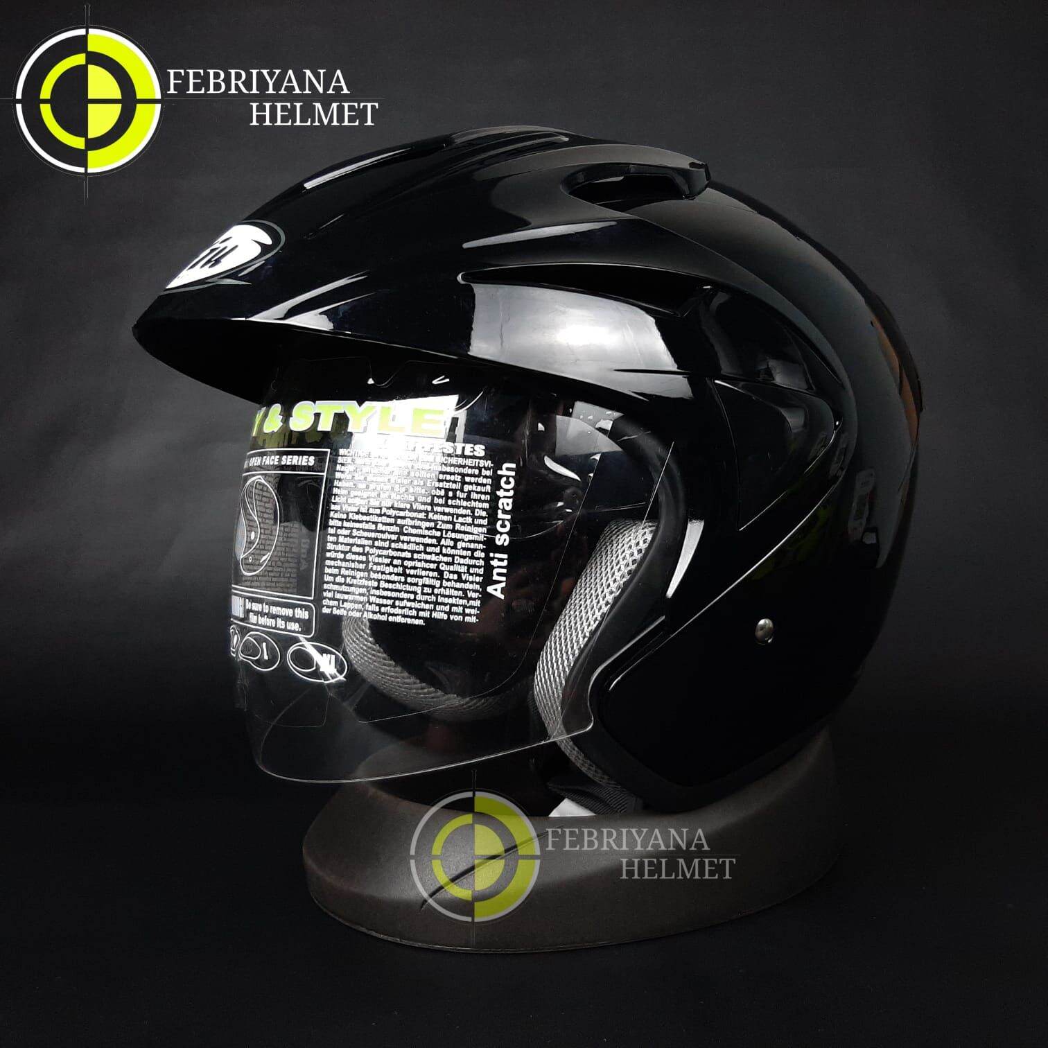 HELM HIU ARROW SOLID BLACK GLOSSY | Lazada Indonesia