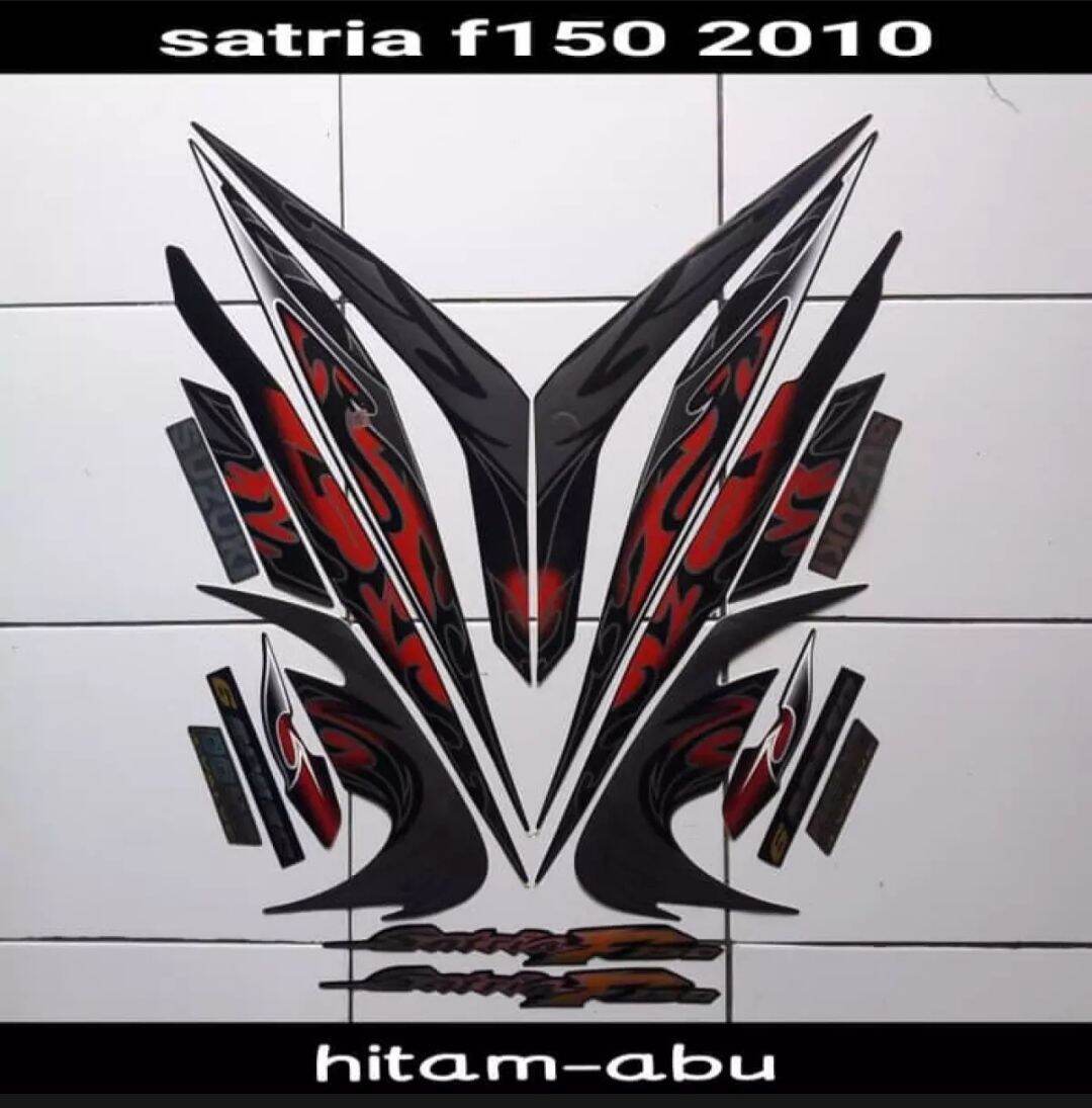 Stiker Striping Lis Les Bodi Motor Suzuki Satria FU 2010 Hitam Abu ...