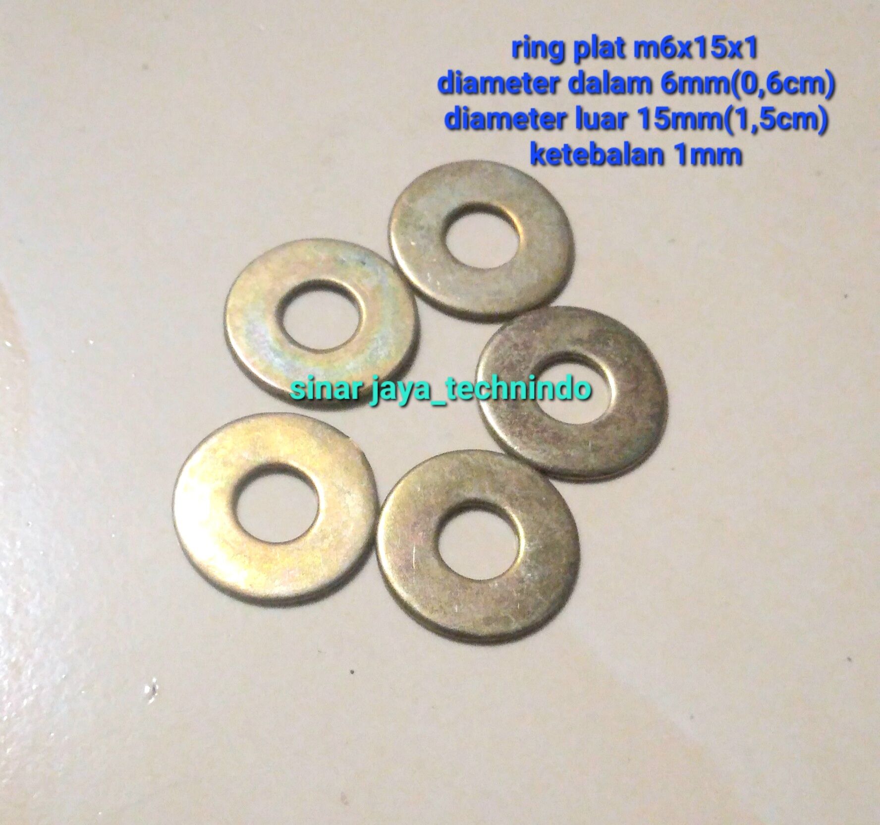 100PCS RING PLAT M6×15×1 UNTUK BAUT KUNCI 10 DIAMETER DALAM 6MM(0,6CM ...