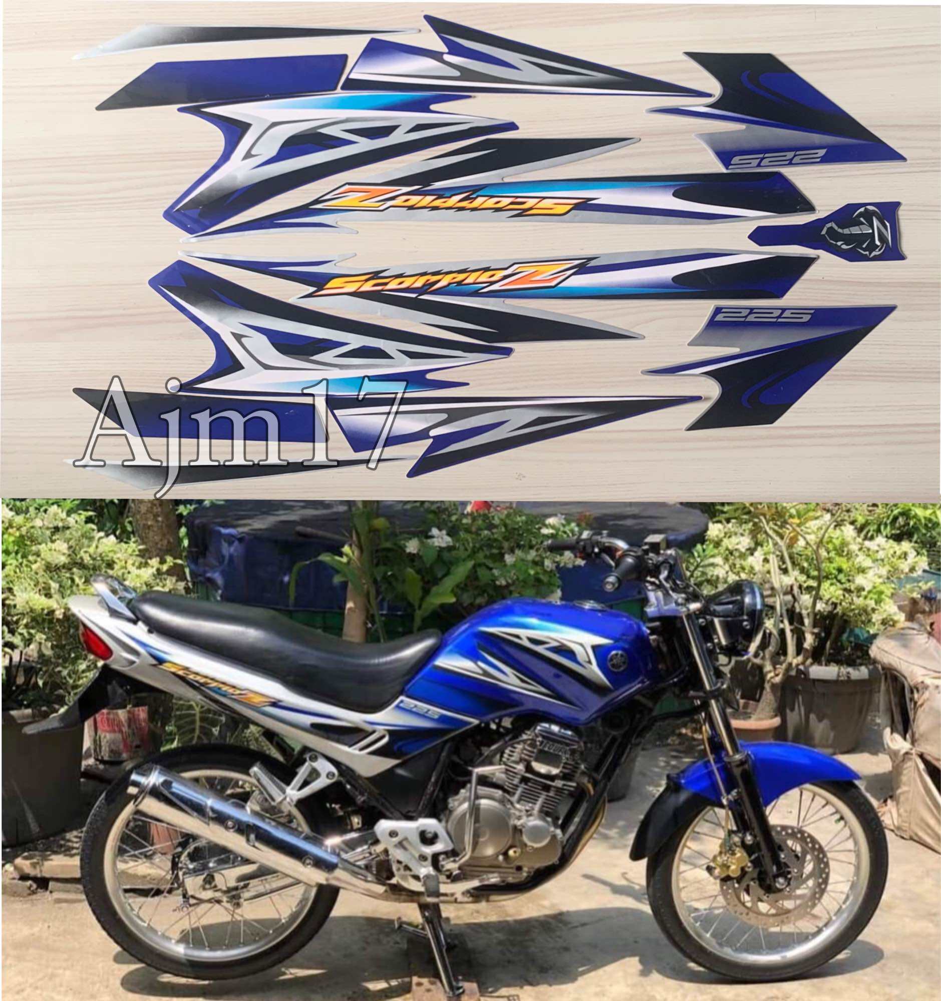 STIKER STRIPING MOTOR SCORPIO Z 2008 BIRU | Lazada Indonesia