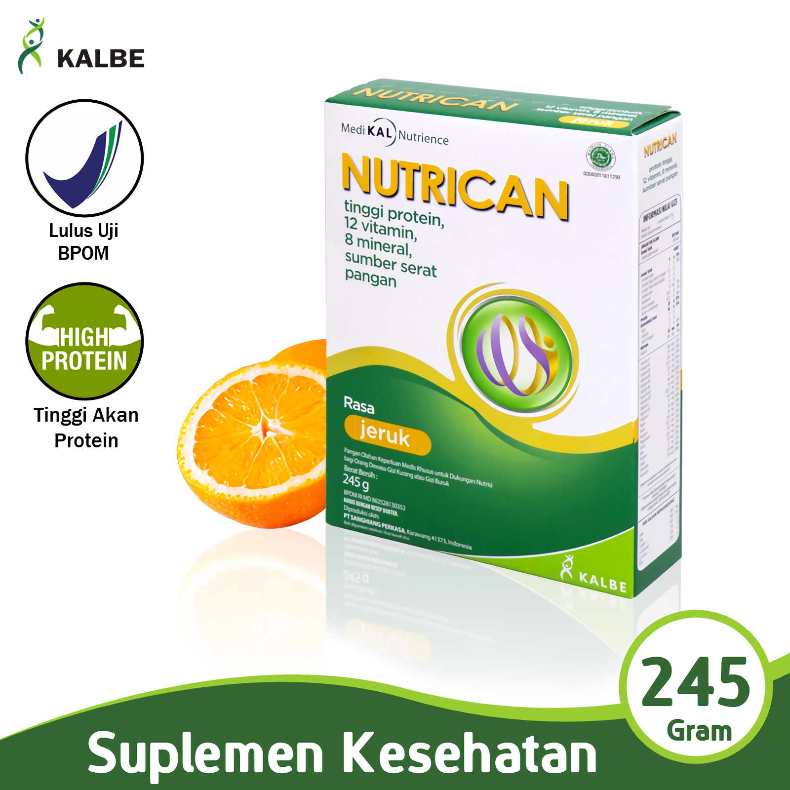 KALBE Suplemen Makanan Susu Nutrisi 245 G Nutrican Rasa Jeruk Dukungan ...