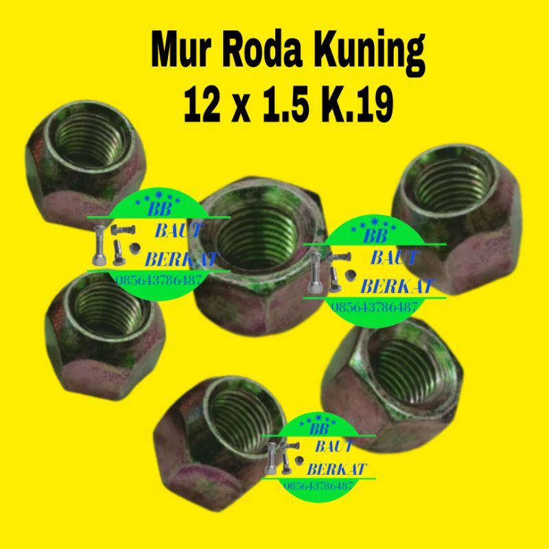 ISI 10 PCS mur roda 12x1.5 kunci 19 mur roda panther 12x1.5 kunci 19 ...