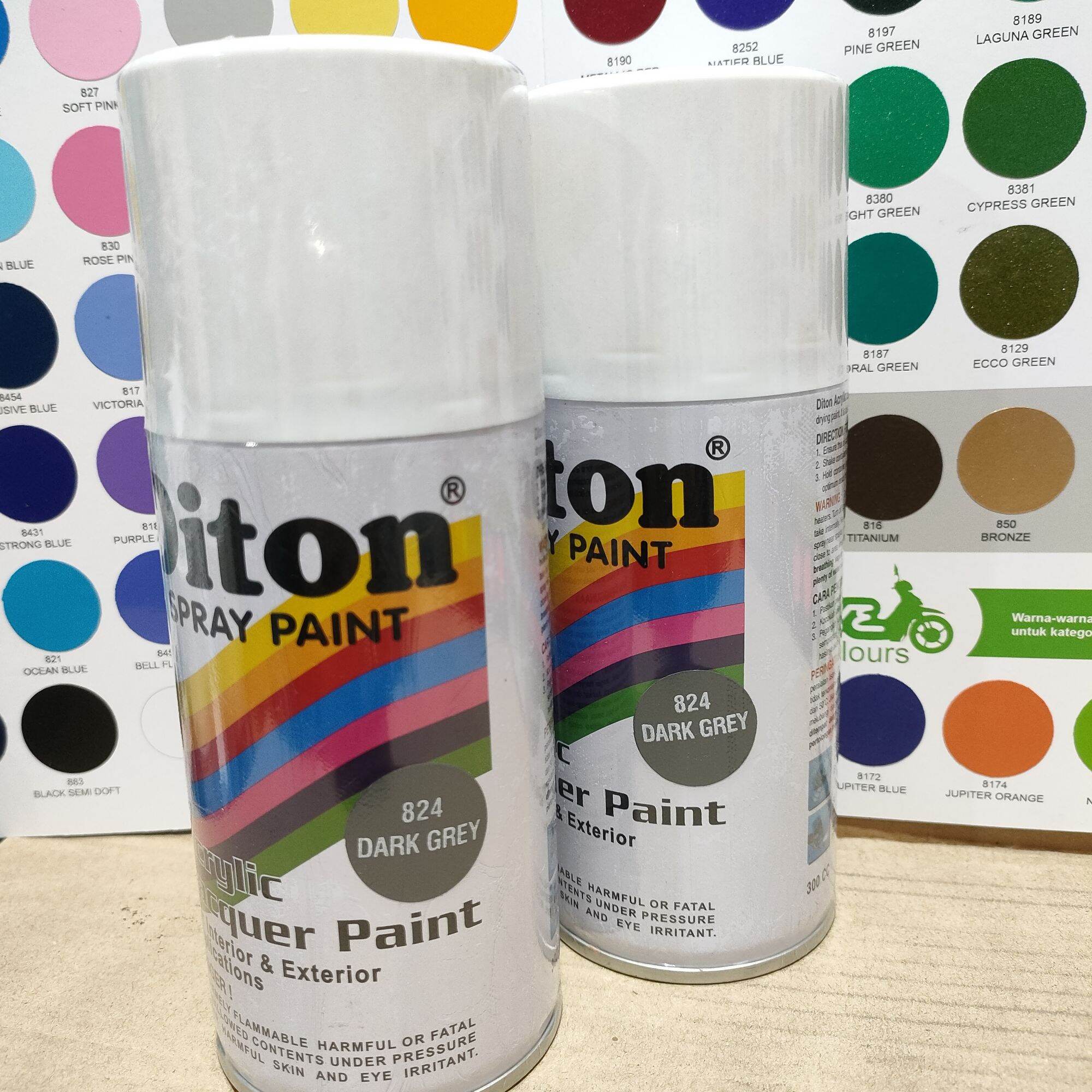 Pilok Diton Dark Grey Abu Tua Pilox Spray Paint Cat Semprot 824 300cc ...