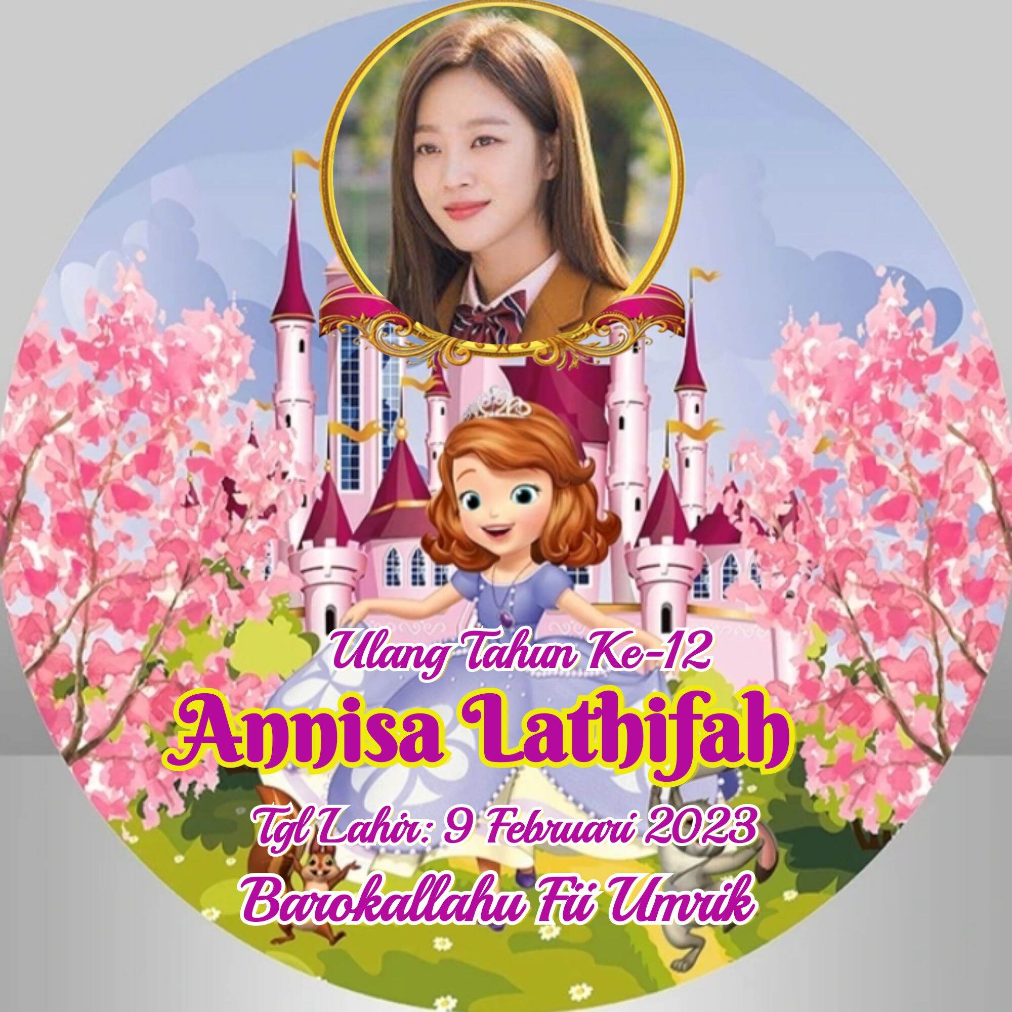 50 STIKER LABEL BULAT TUMPENG MINI ACARA ULANG TAHUN - KELAHIRAN KARAKTER PRINCES SOFIA THE ...