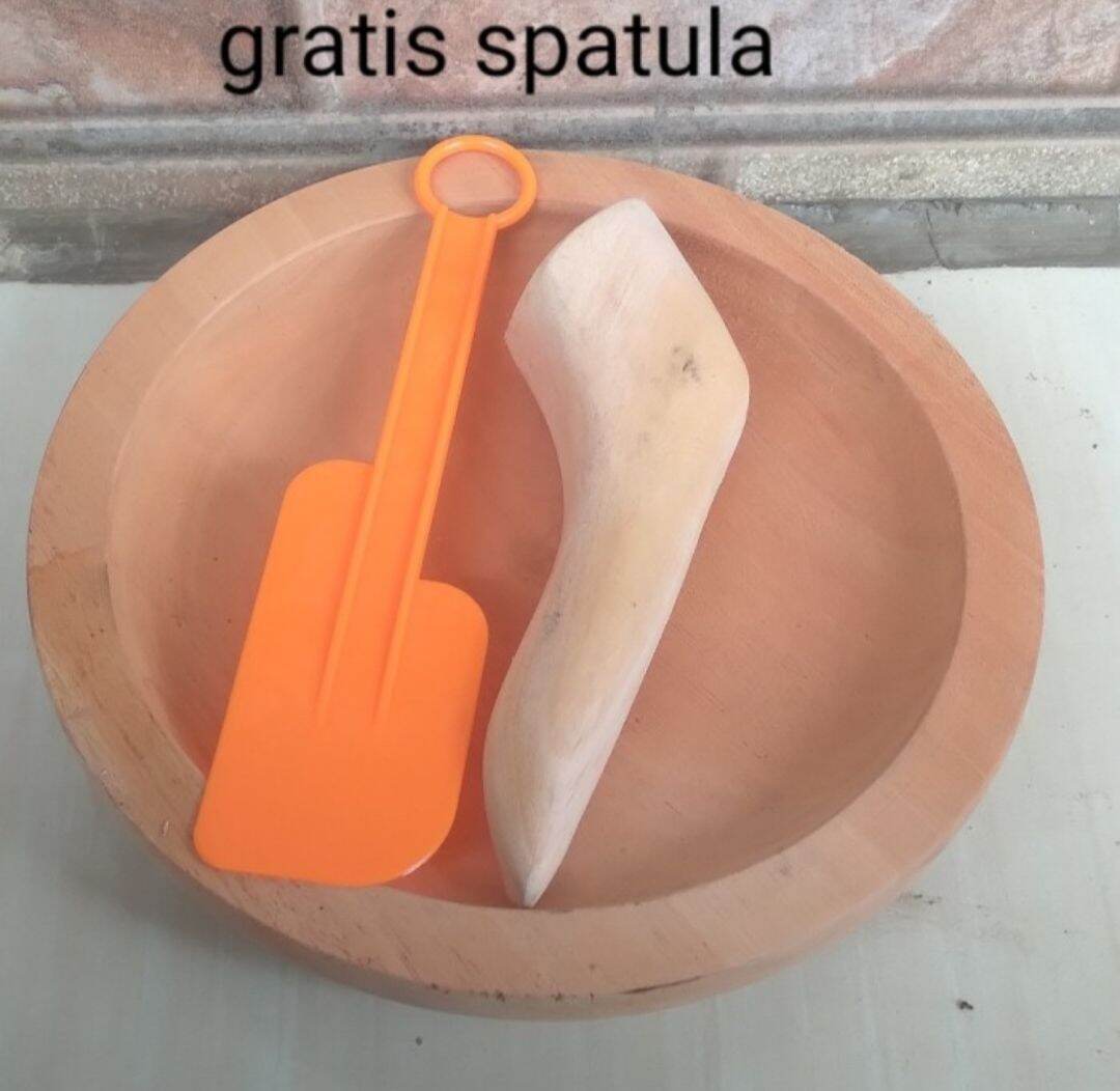 COBEK KAYU + ULEKAN PERALATAN DAPUR TRADISIONAL SET GRATIS LEMET ...