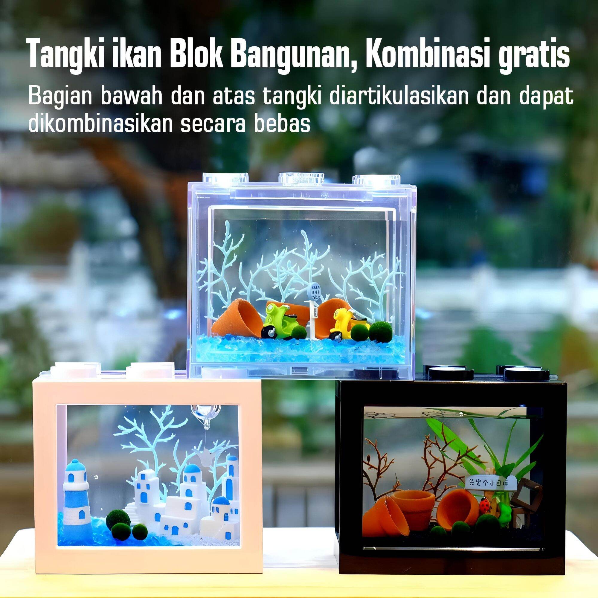 AQUARIUM MINI IKAN CUPANG - IKAN HIAS - KURA KURA - GECKO | Lazada ...