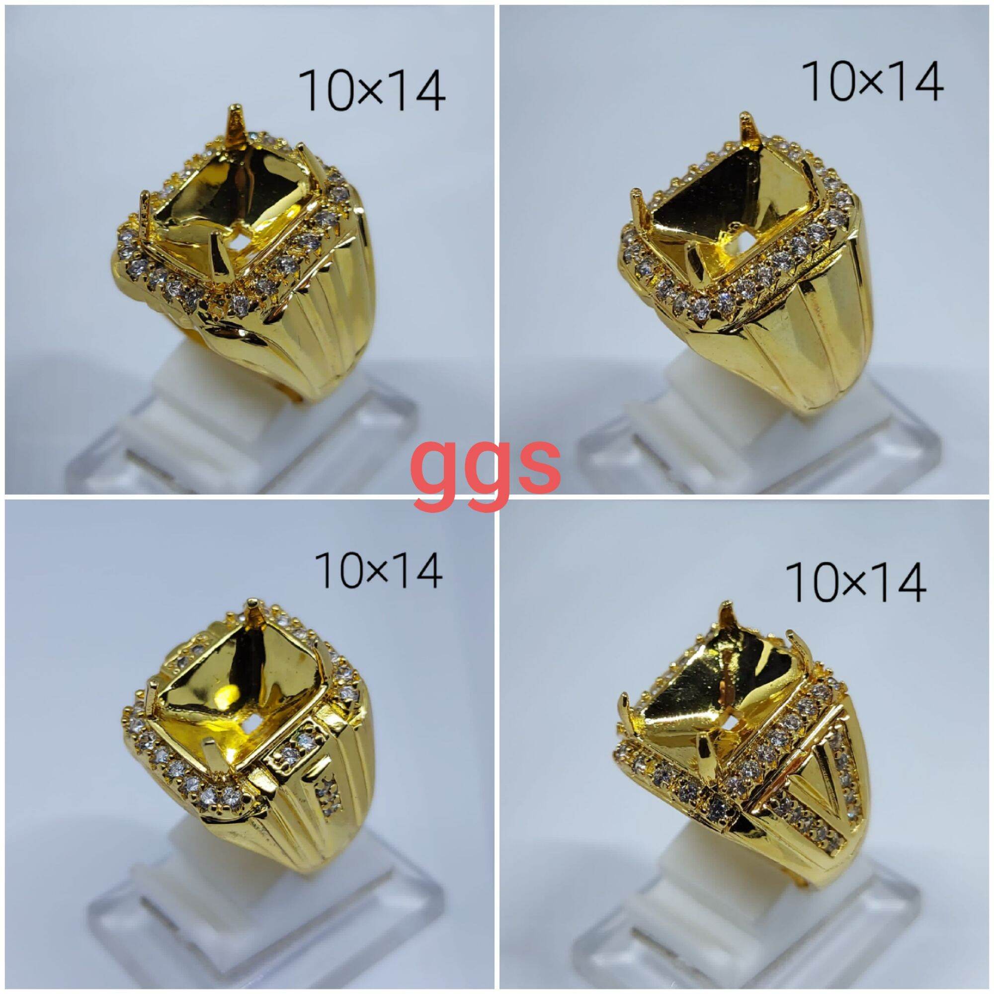 ring cincin alpaka super/emban/ikatan batu permata/akik warna kuning ...