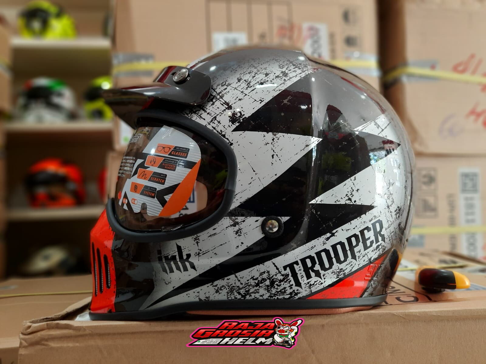 HELM INK TROOPER MOTIF THUNDER BLACK RED FLUO ORIGINAL HELM CAKIL INK ...