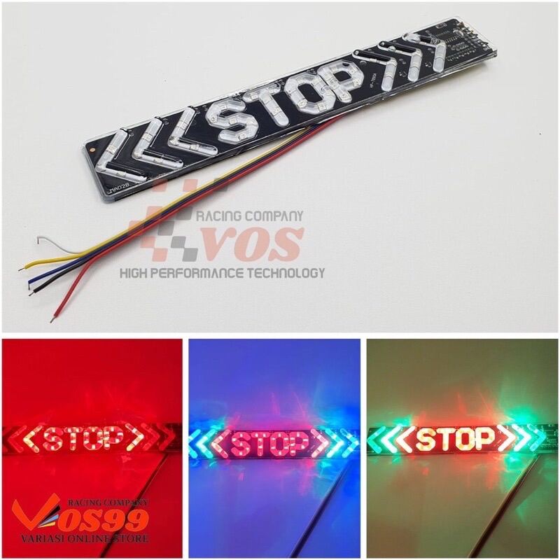 LAMPU LED TULISAN STOP 20CM RGB 12V DC BISA SEMUA MOTOR UNIVERSAL ...