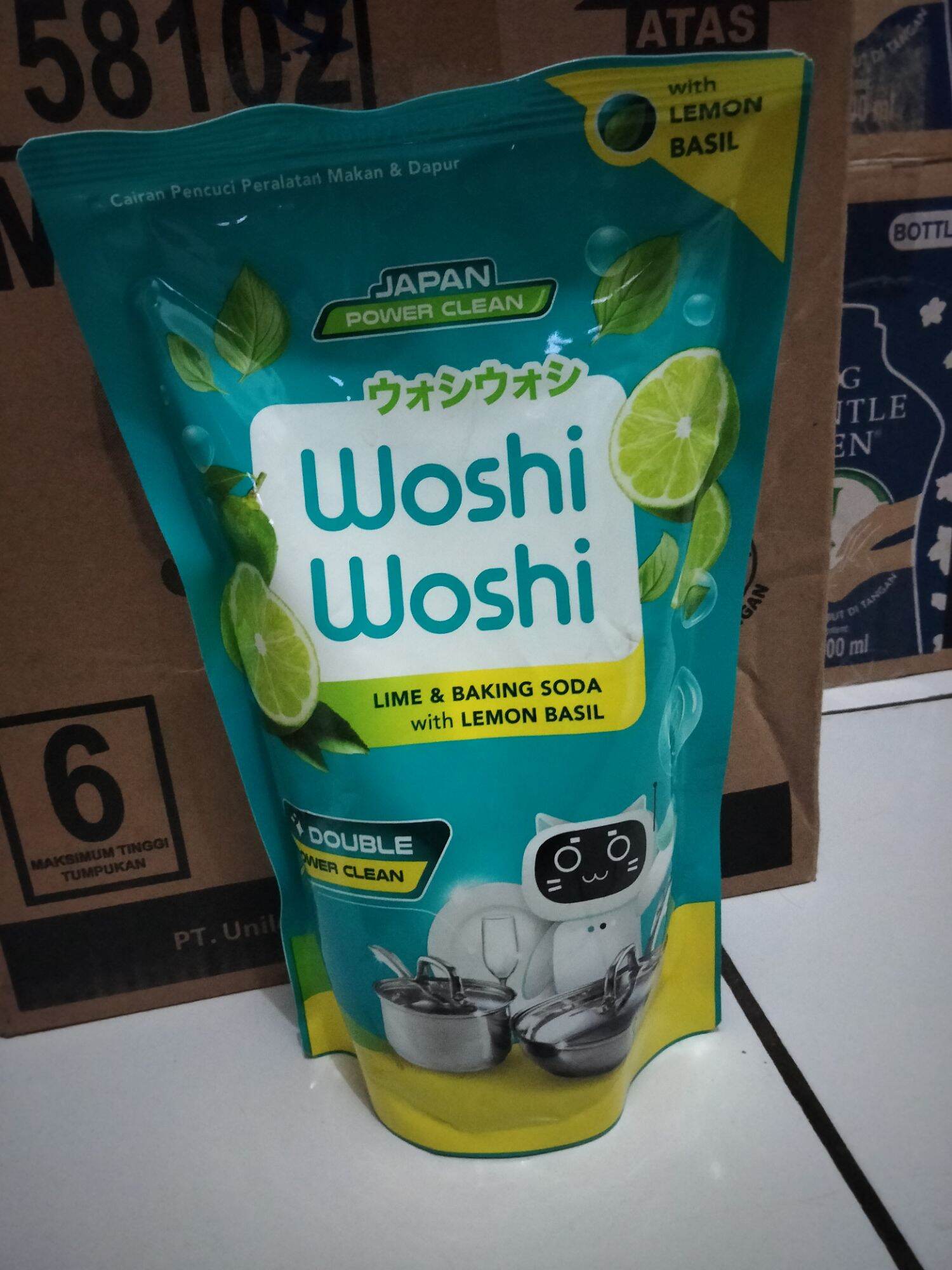 Woshi Woshi Sabun Cuci Piring Lime & Baking Soda with Lemon Basil 600 ...