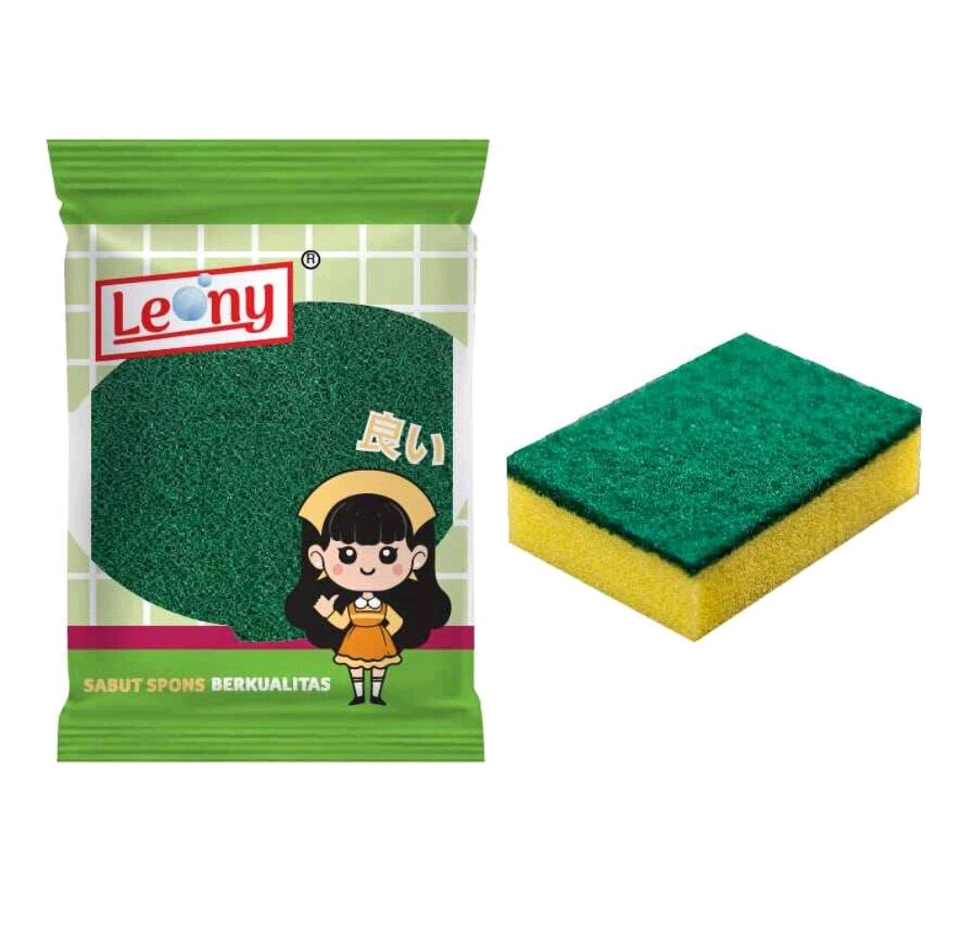 Leony Spons Cuci Piring Hijau Kuning - Busa Cuci Piring Leony | Lazada ...